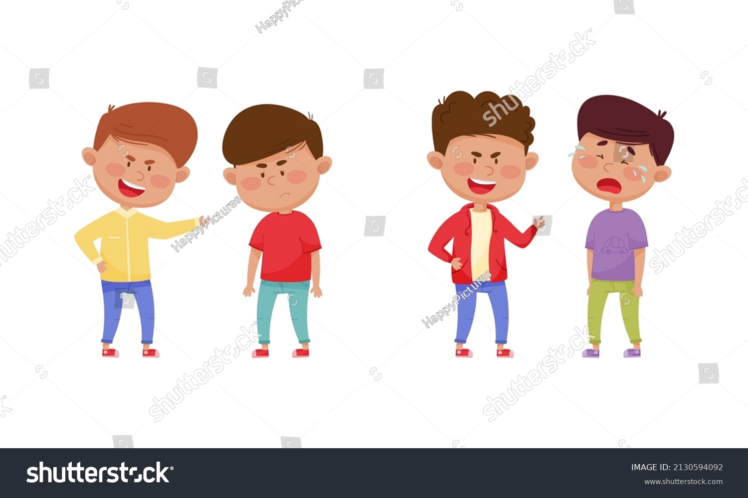 Warring Boy Offensive Behavior Insulting Crying Stock Vector (Royalty ...