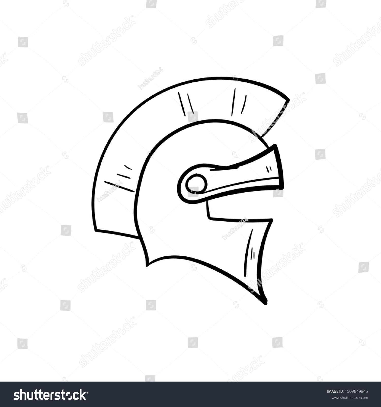 Warrior Helmet Doodle Hand Drawing Stock Vector (Royalty Free) 1509849845