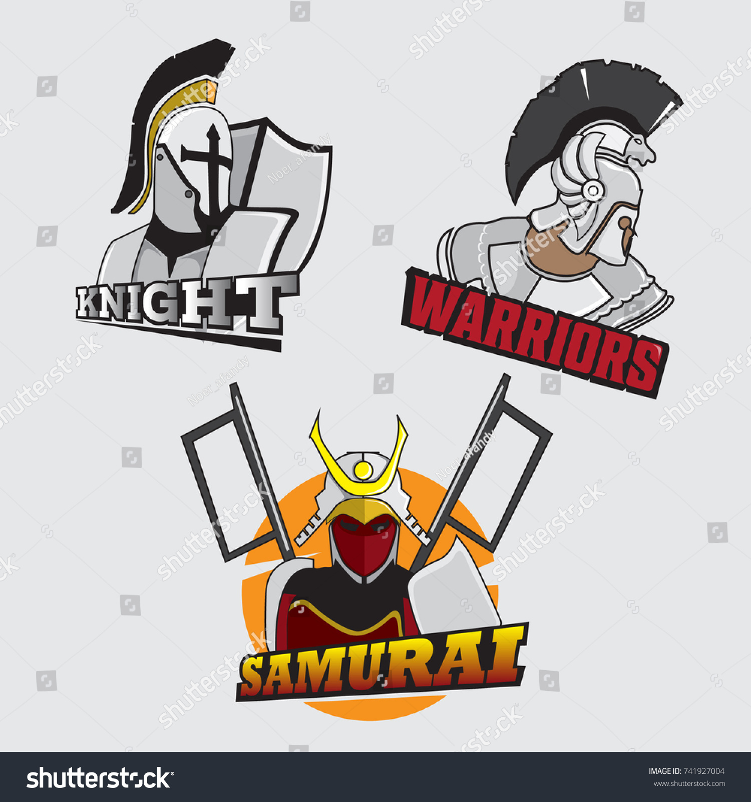 Warriors Knight Samurai Vector Stock Vector (Royalty Free) 741927004 ...
