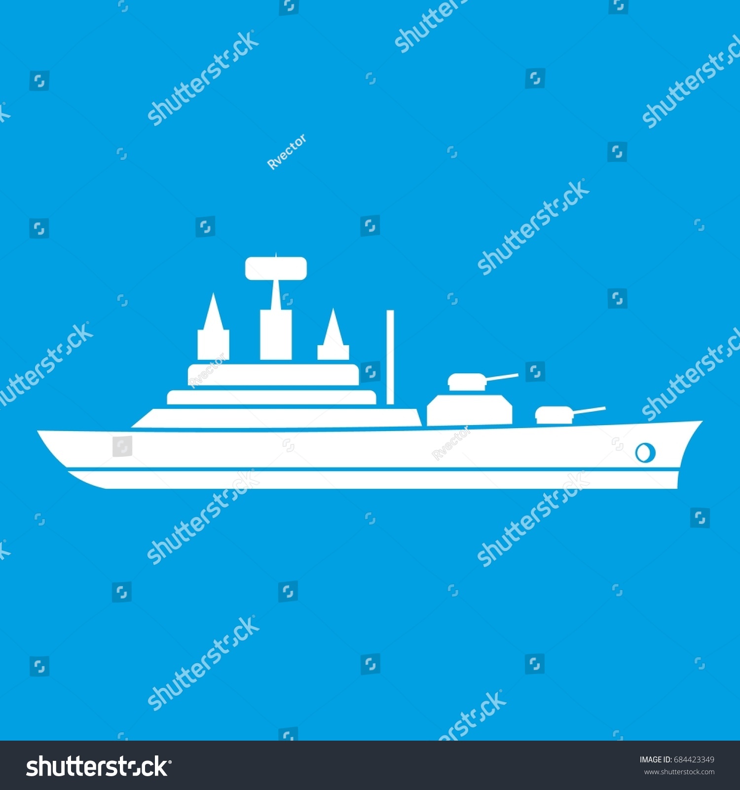 Warship Icon White Stock Vector (Royalty Free) 684423349 | Shutterstock