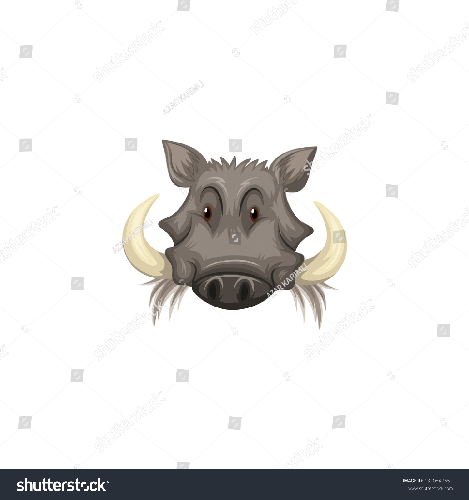 Warthog Cartoon Head Vector On White Stock Vector (Royalty Free) 1320847652