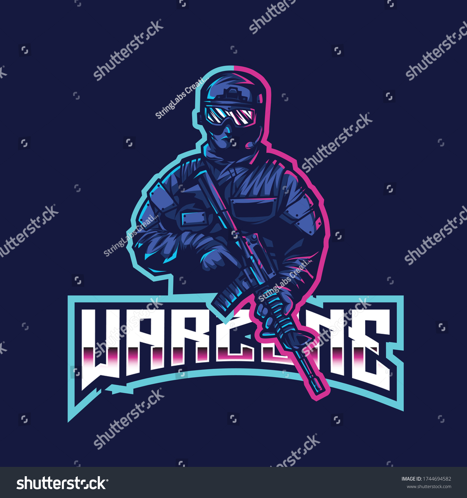 Warzone Team Esport Logo Template Stock Vector (Royalty Free) 1744694582