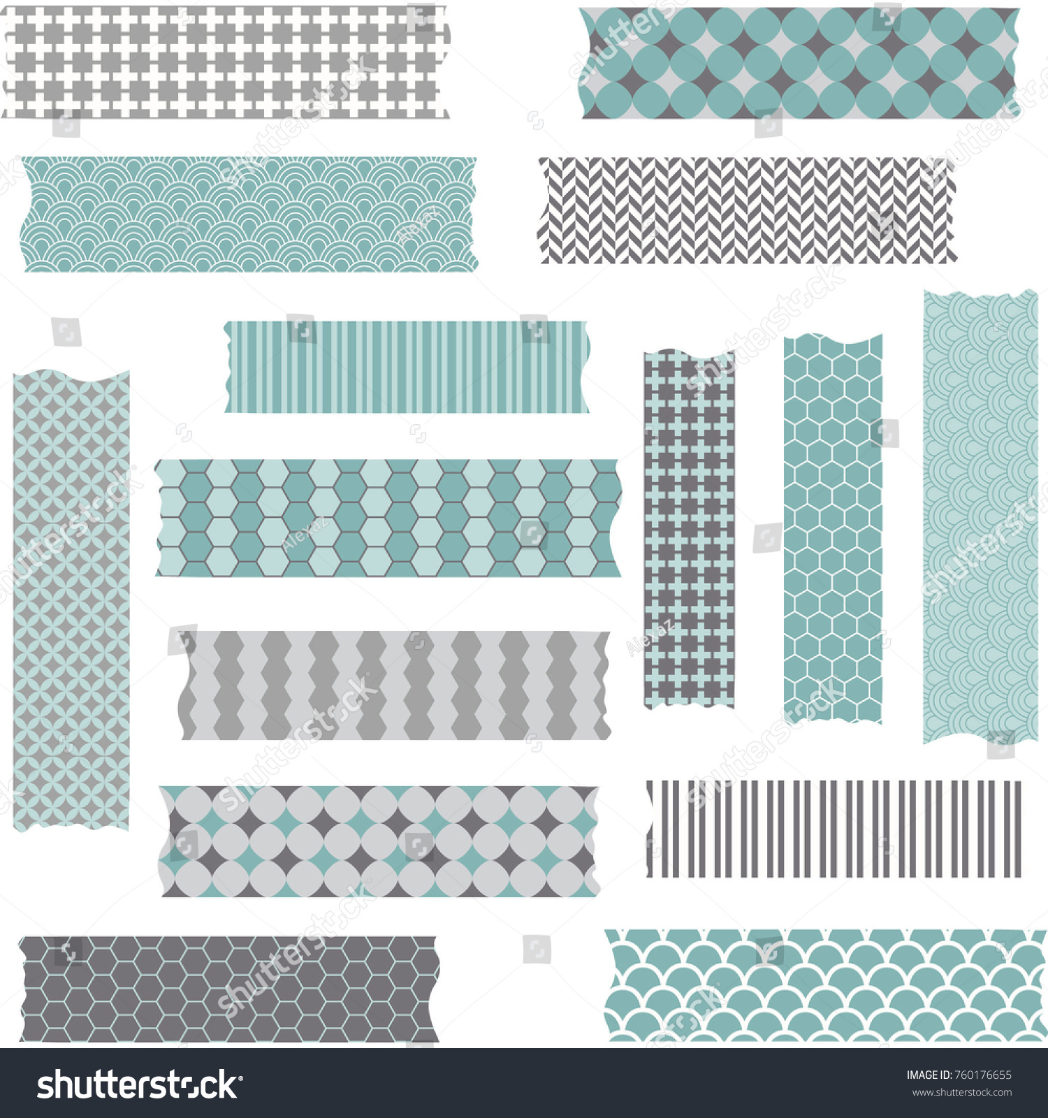Washi Tape Scrapbook Patternsaqua Greyvector Elementsvector Stock ...
