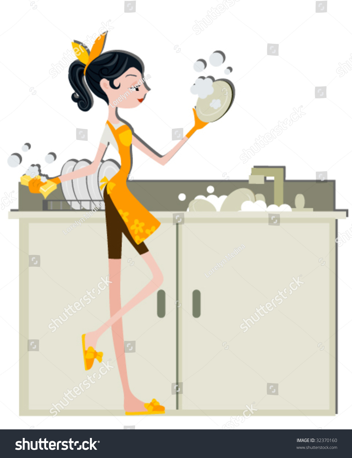 Washing Dishes Vector Stock Vector (Royalty Free) 32370160 - Shutterstock