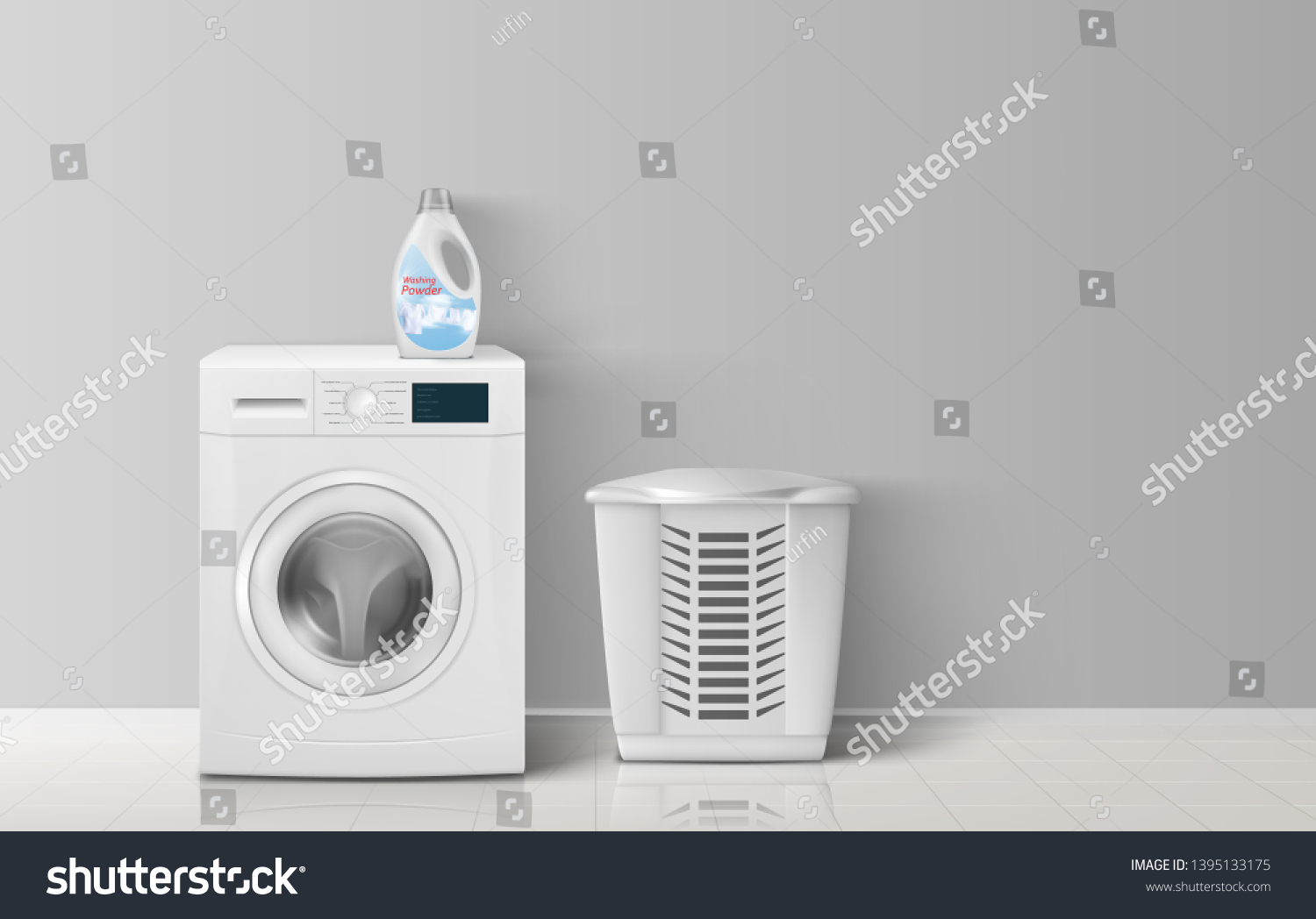 Washing Machine Front View On White Stock Vector (Royalty Free) 1395133175