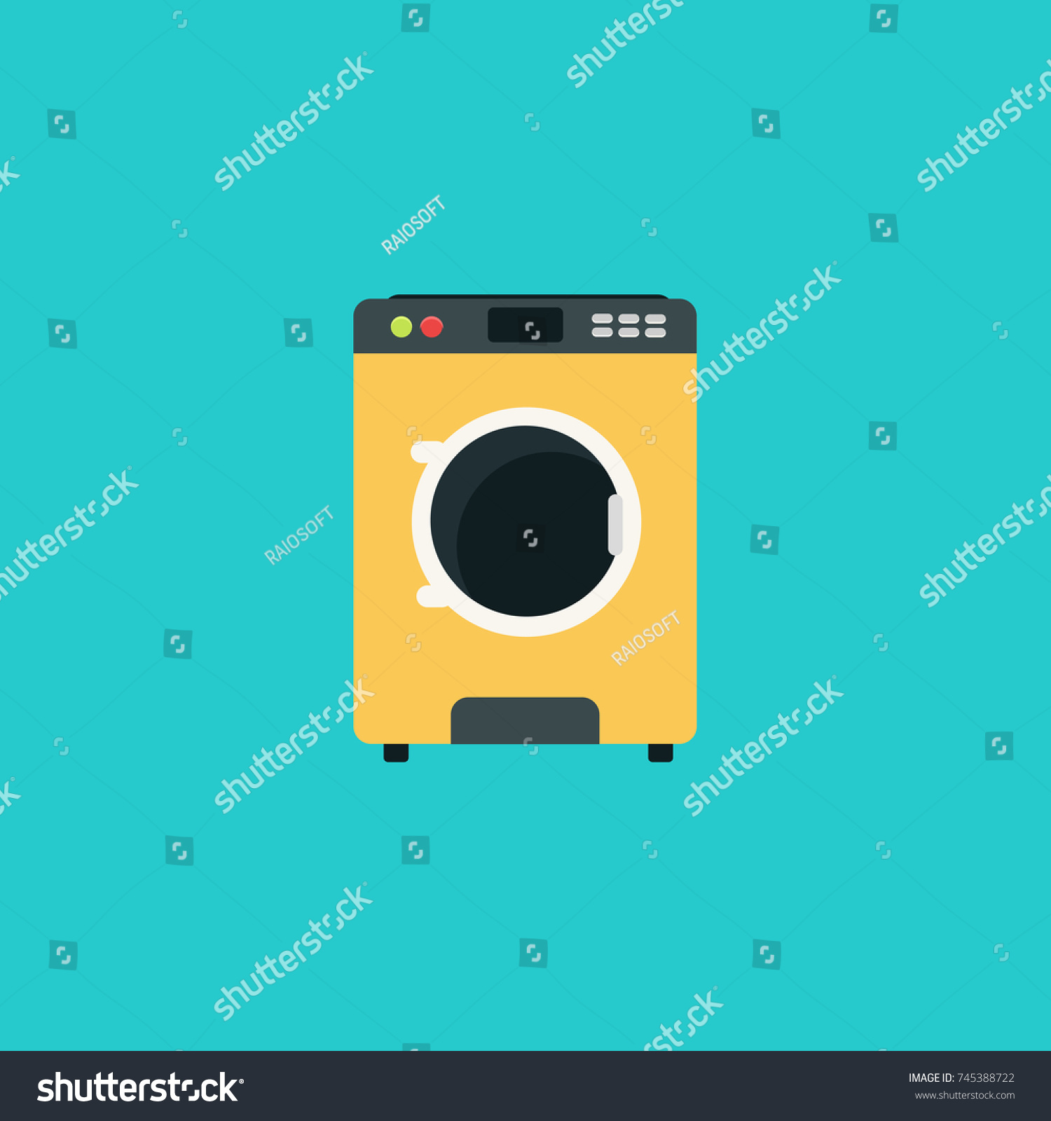 Washing Machine Isolated Vector Turquoise Background Stock Vector ...