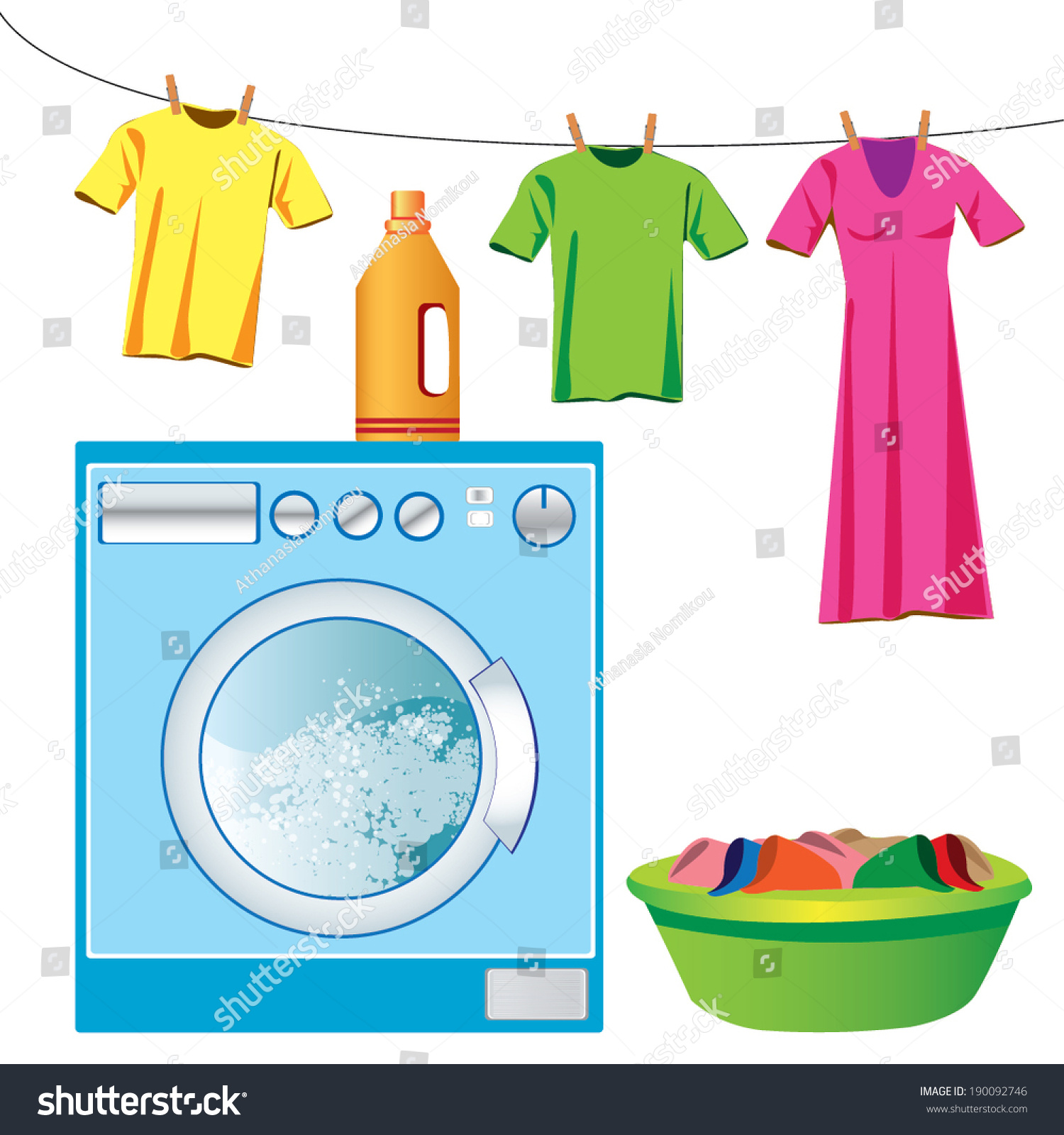 Washing Machine Laundry Vector Stock-vektorgrafik 190092746 - Shutterstock
