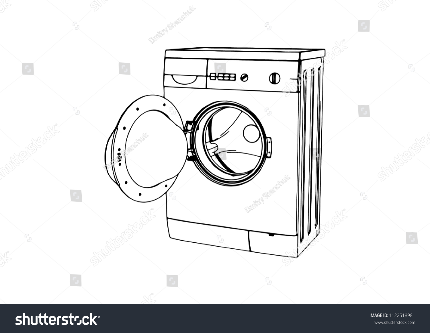 Washing Machine Outline Stock Vector (Royalty Free) 1122518981 ...