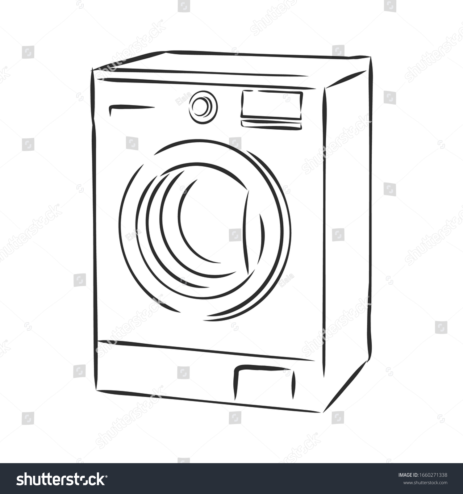 Washing Machine Vector Sketch Illustration: เวกเตอร์สต็อก (ปลอดค่า ...