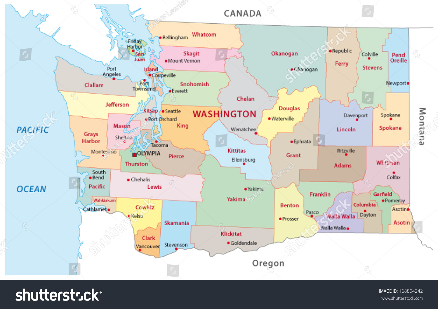 Washington Administrative Map: Vector có sẵn (miễn phí bản quyền ...
