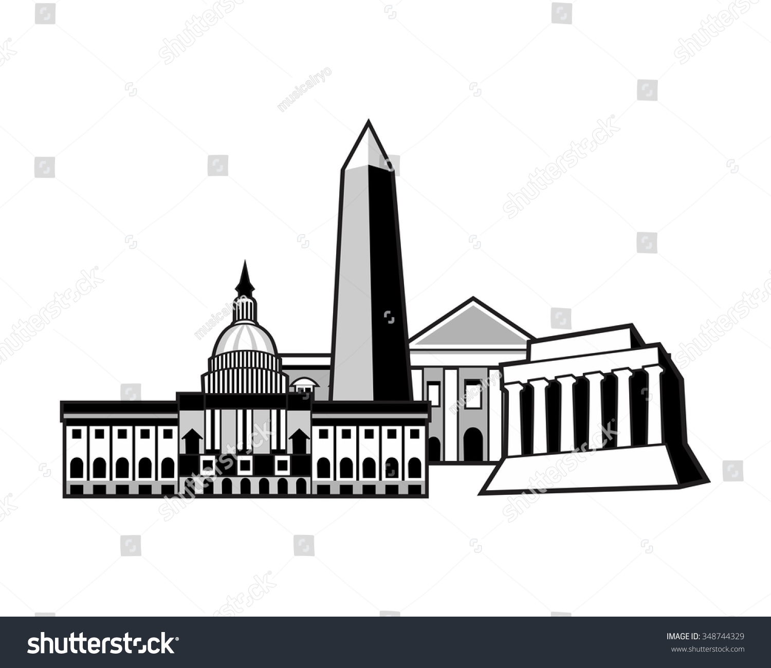 Washington DC Logo Icon Vector Building Stock Vector (Royalty Free ...