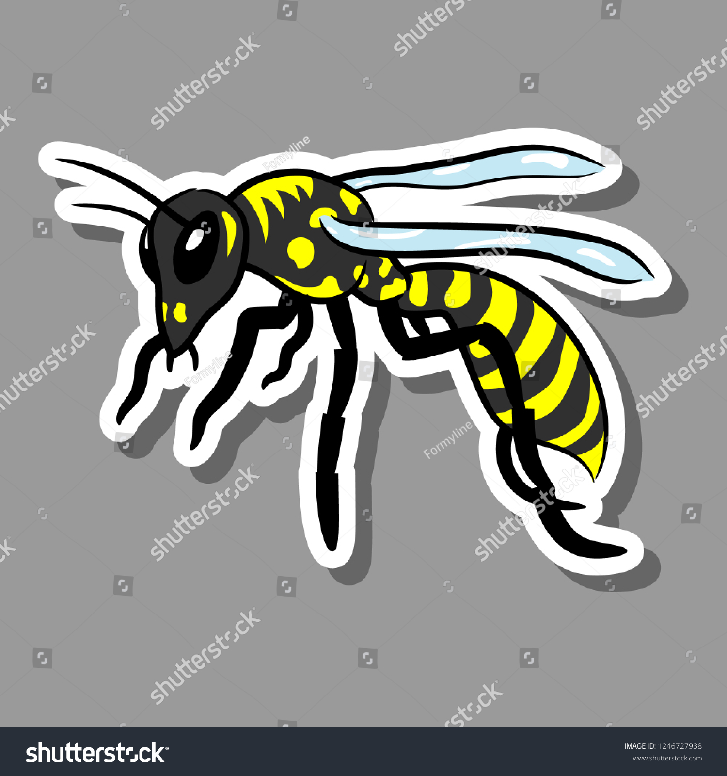 Wasp Doodle Vector Sticker Drawing: vector de stock (libre de regalías ...