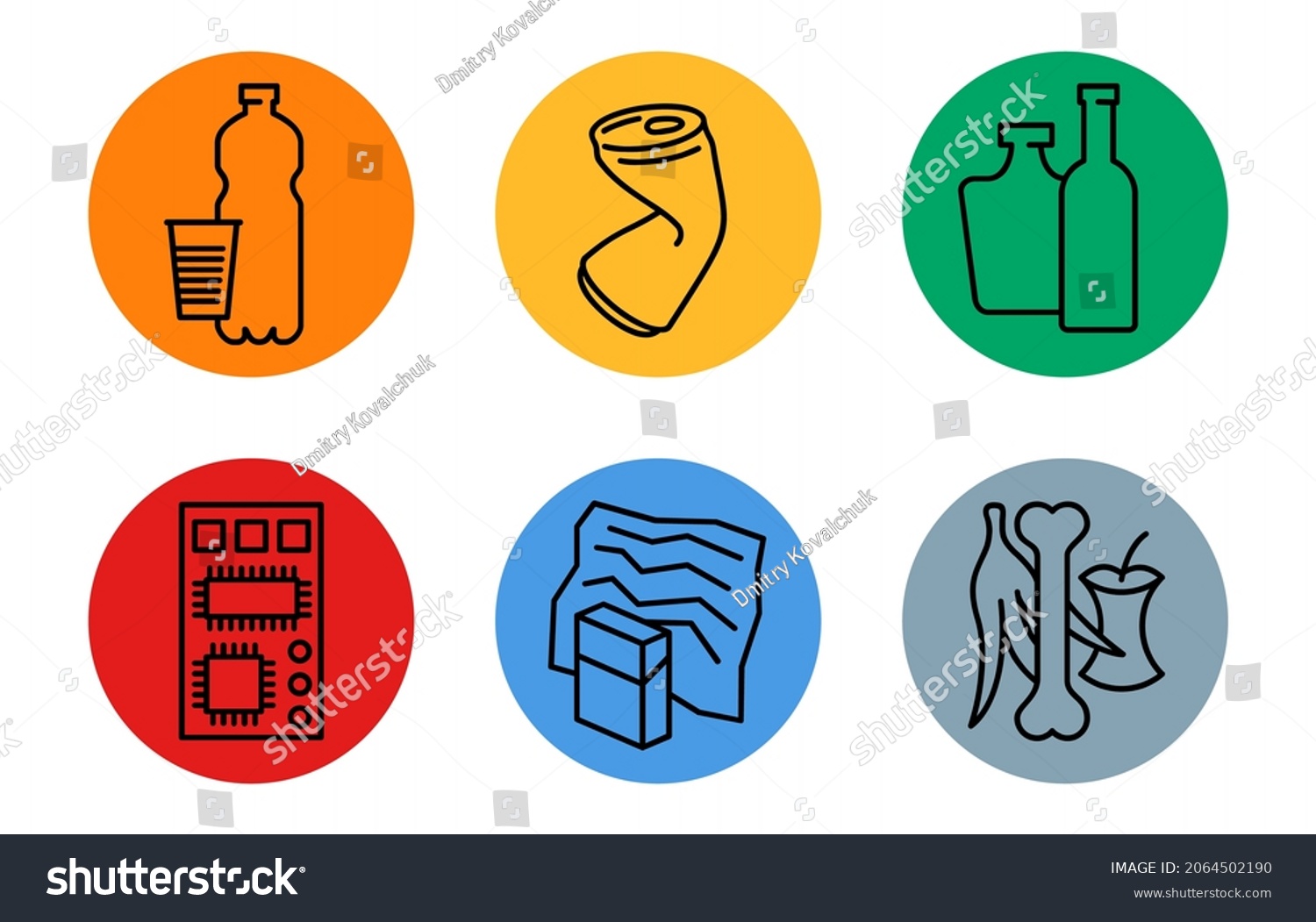 Clasificación de residuos, conjunto de iconos: vector de stock (libre ...