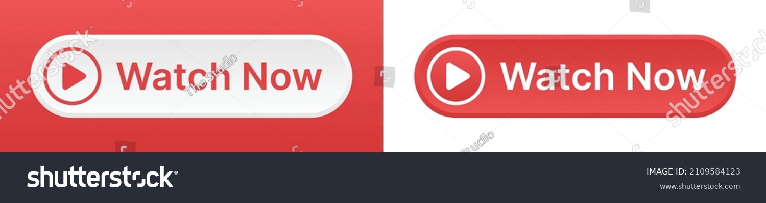 Watch Now Red Button Set Vector Stock Vector (Royalty Free) 2109584123