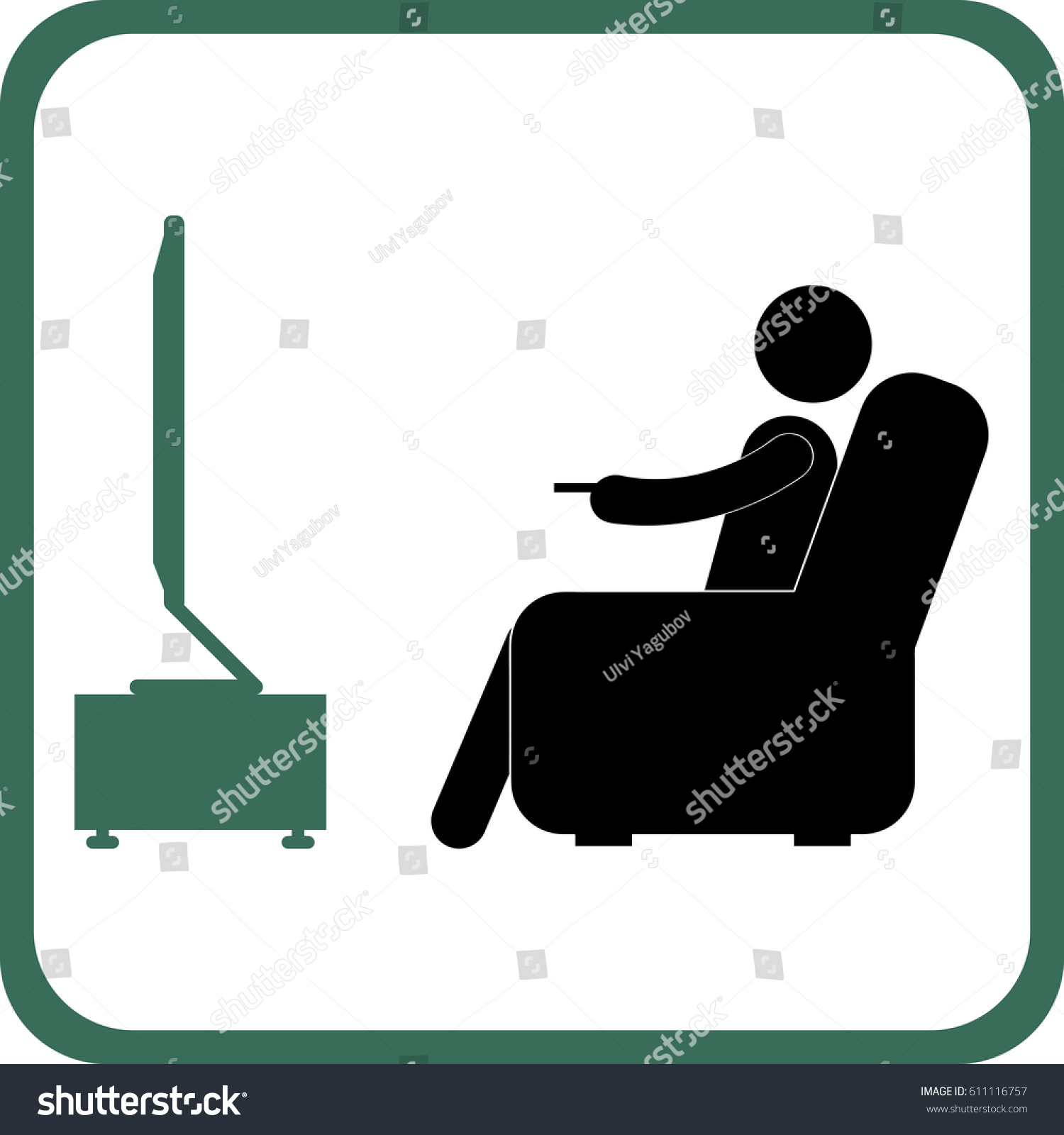 Watching Tv Icon Stock Vector (Royalty Free) 611116757