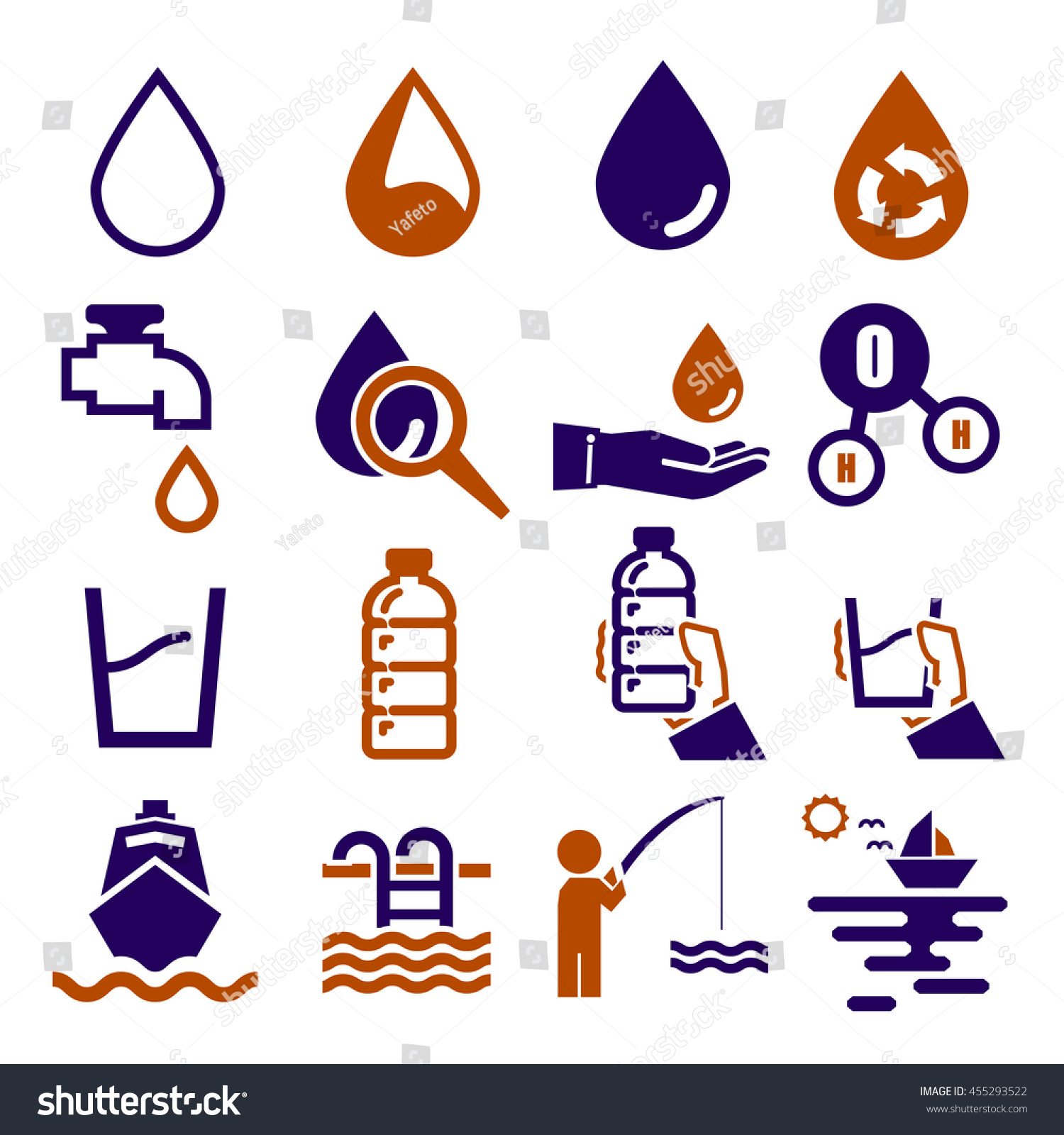 Water Aqua Icon Set Stock Vector (Royalty Free) 455293522 | Shutterstock