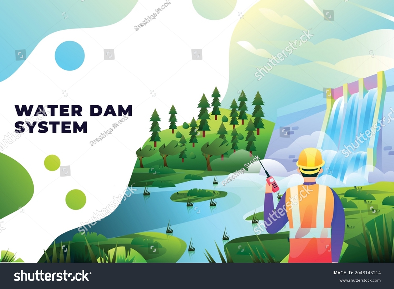 Water Dam System Vector Illustration Stock Vector (Royalty Free ...