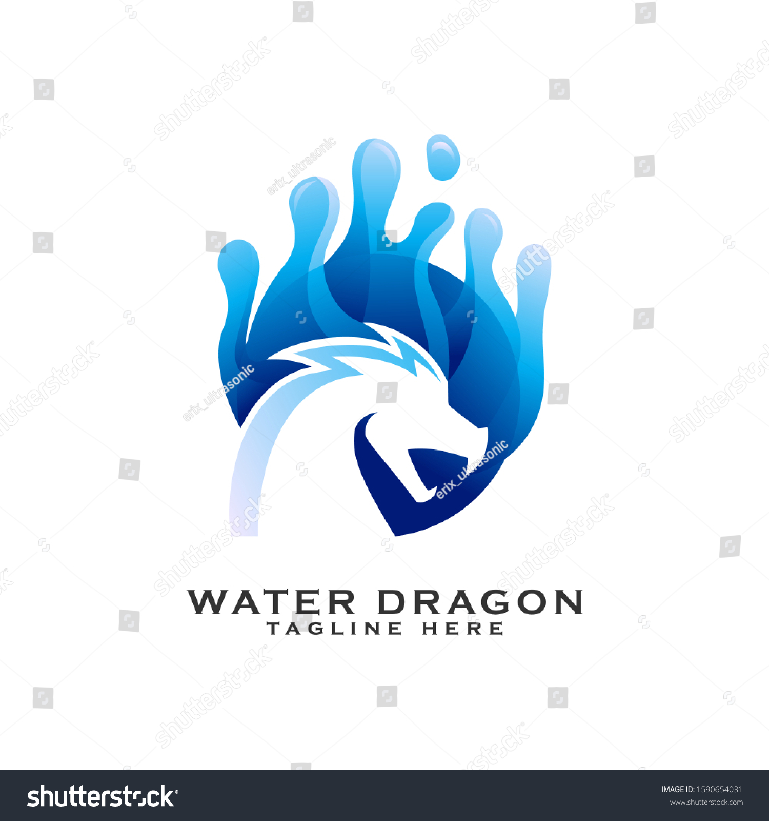 Water Dragon Gradient Logo Vector Icon Stock Vector (Royalty Free ...