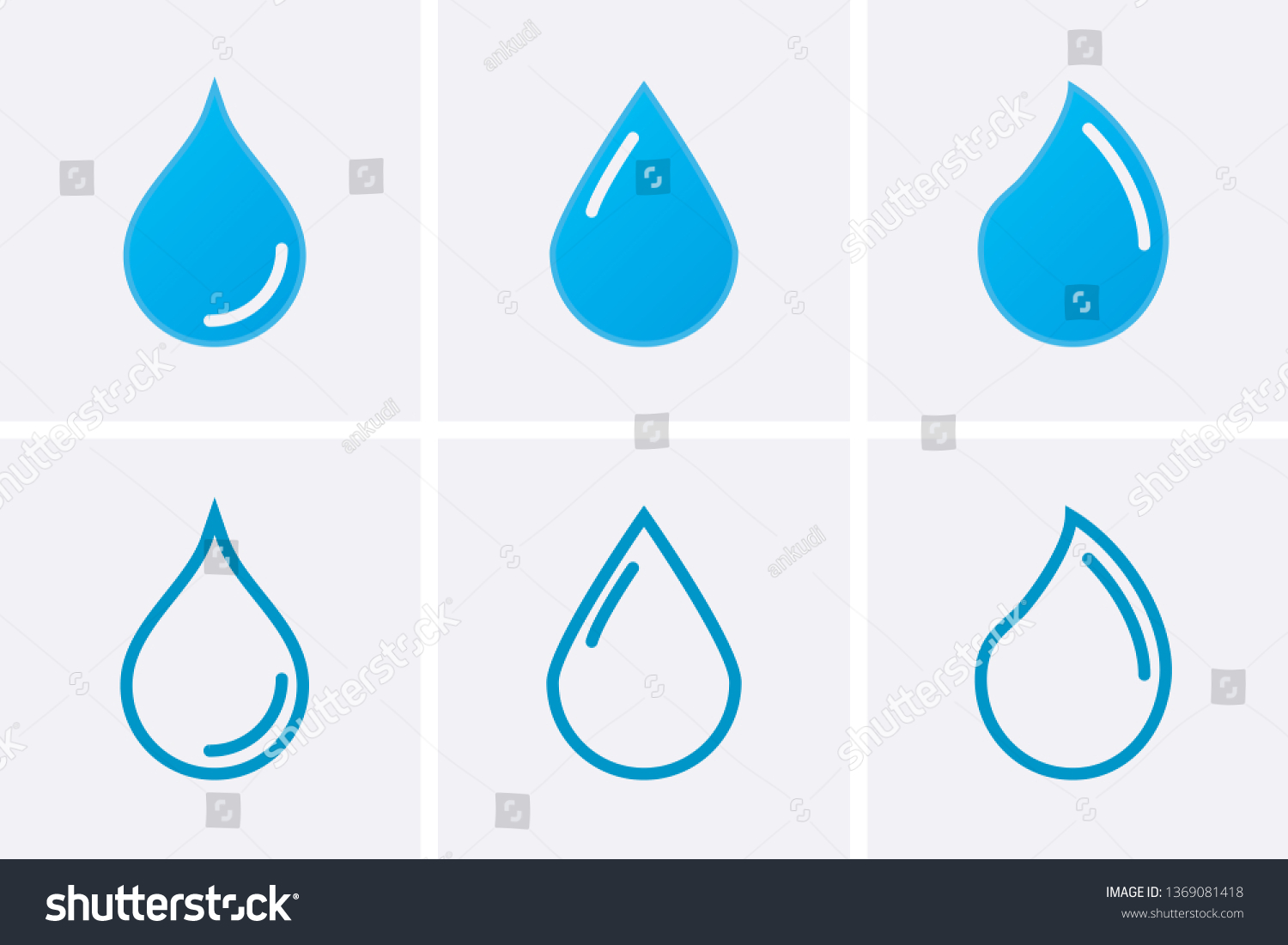 Water Drop Icons Vector Set Stock Vector (Royalty Free) 1369081418