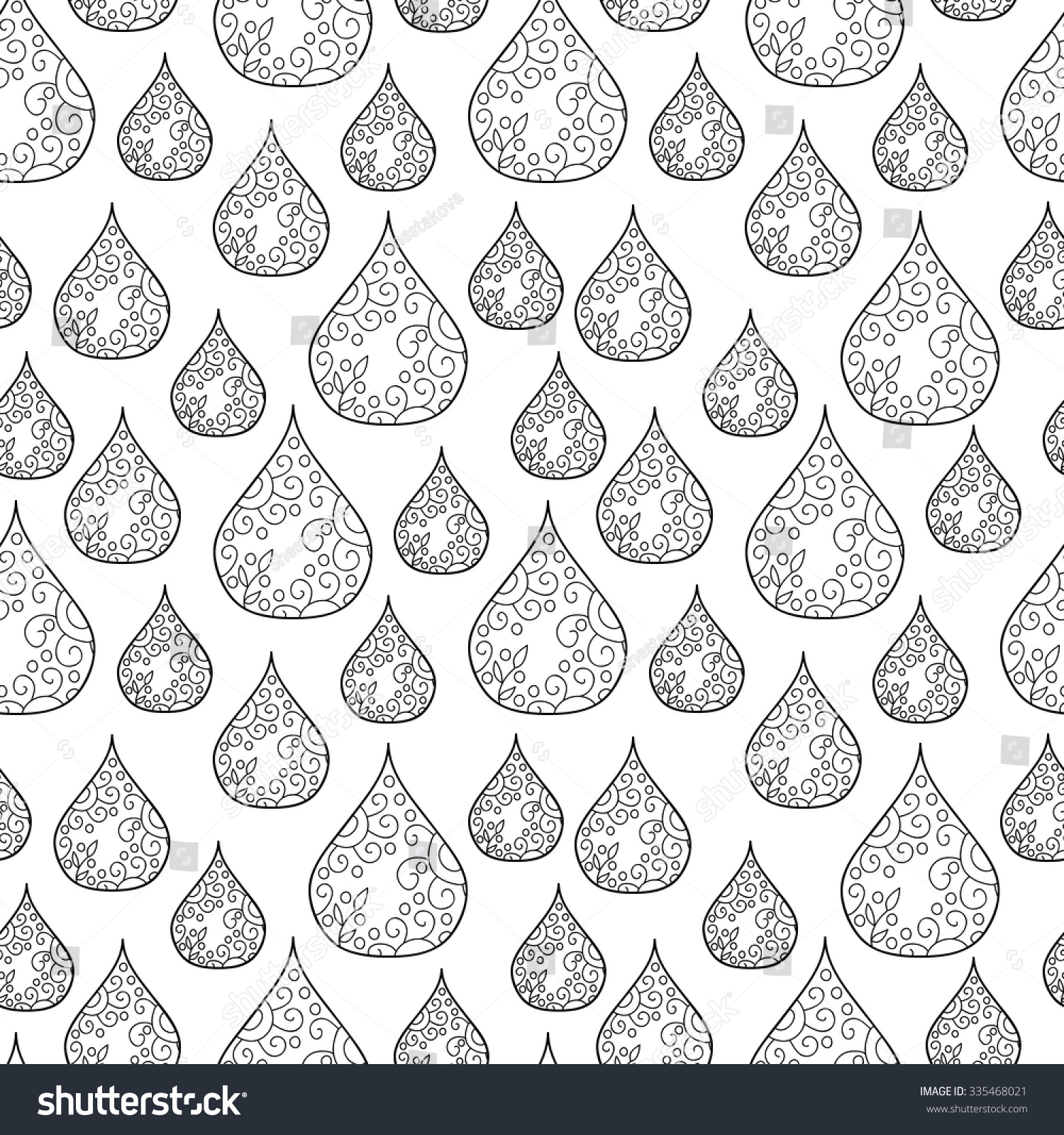 Water Drop Seamless Pattern Black White Stock Vector (Royalty Free ...