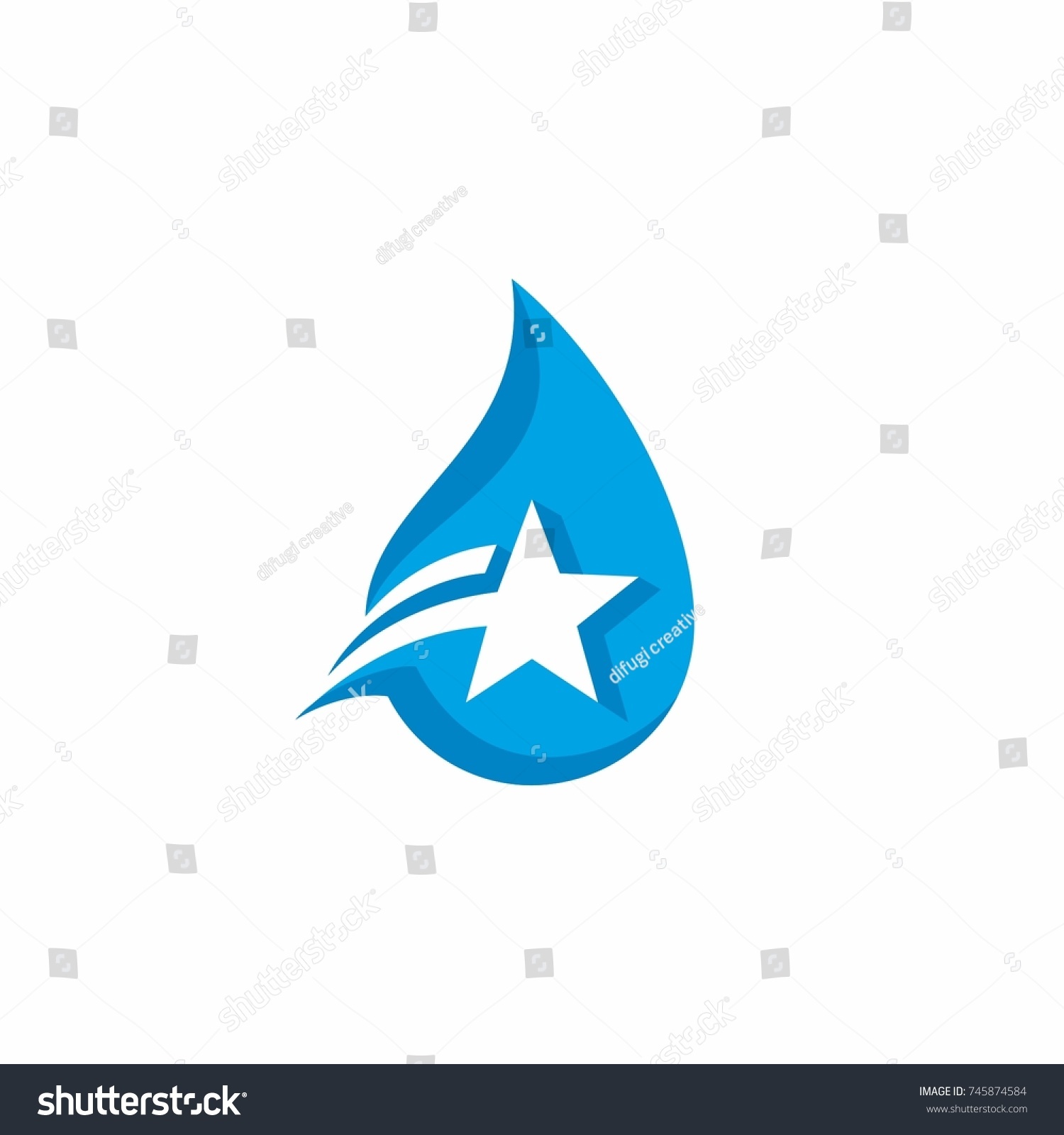 Water Drop Star Logo Stock Vector (Royalty Free) 745874584