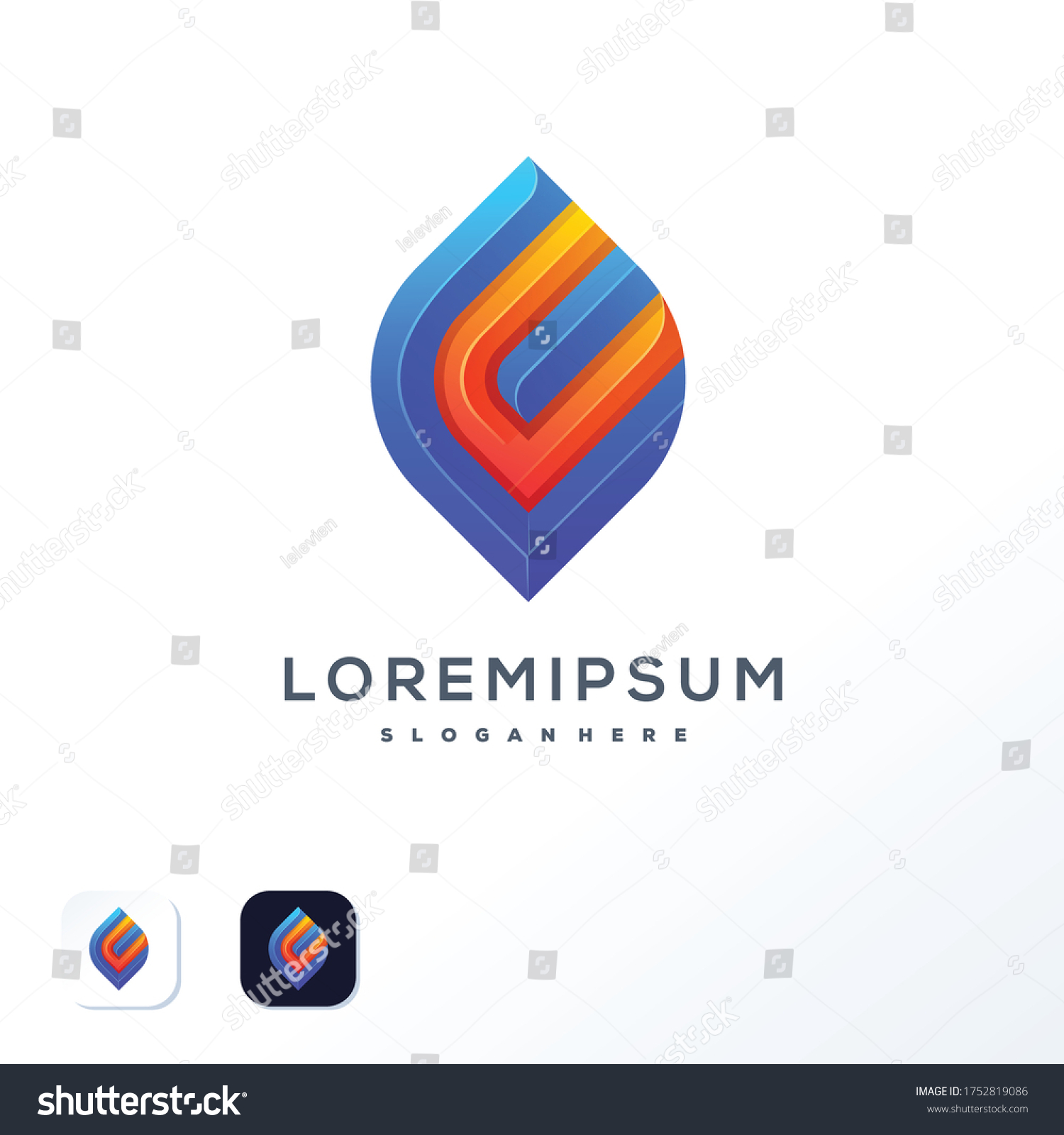 Water Flame Logo Template Ready Use Stock Vector (Royalty Free) 1752819086