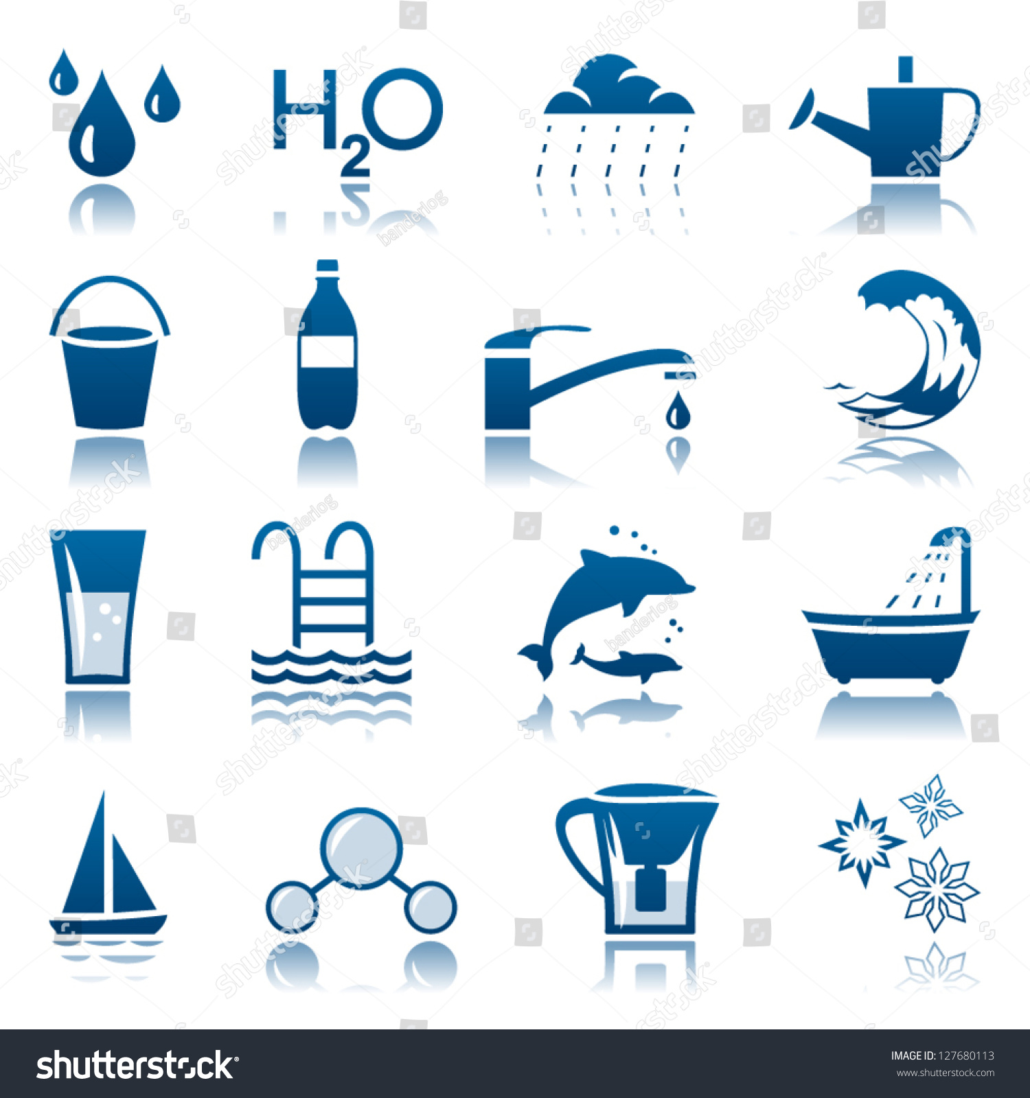 Water Icon Set Stock Vector Illustration 127680113 : Shutterstock