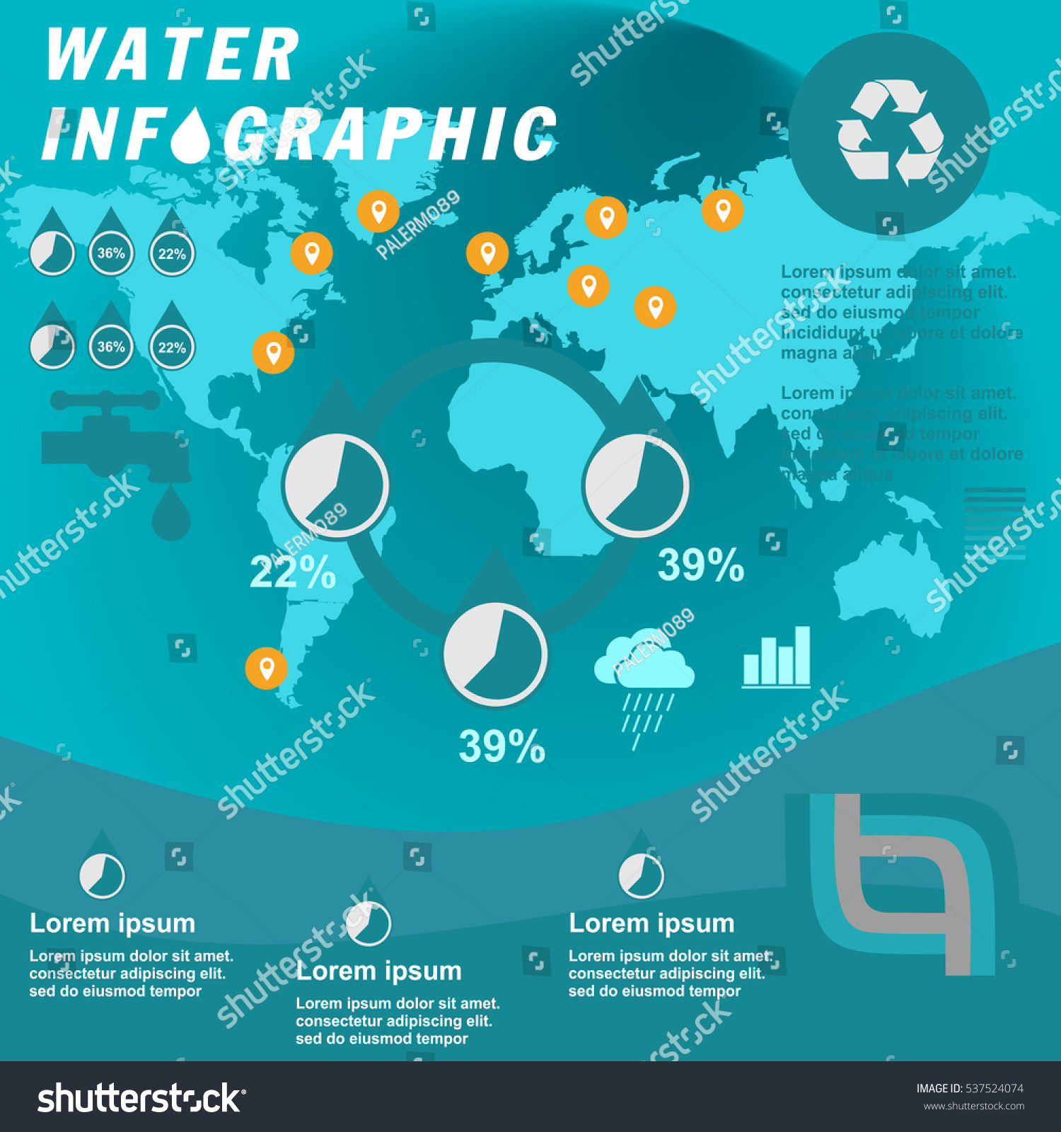 Water Infographic Elements On Flat Design Stock Vector (Royalty Free ...