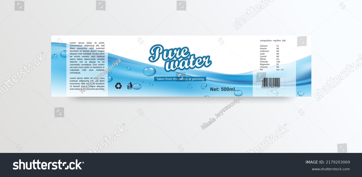 Water Packaging Label100 Vector Design Template Stock Vector (Royalty ...