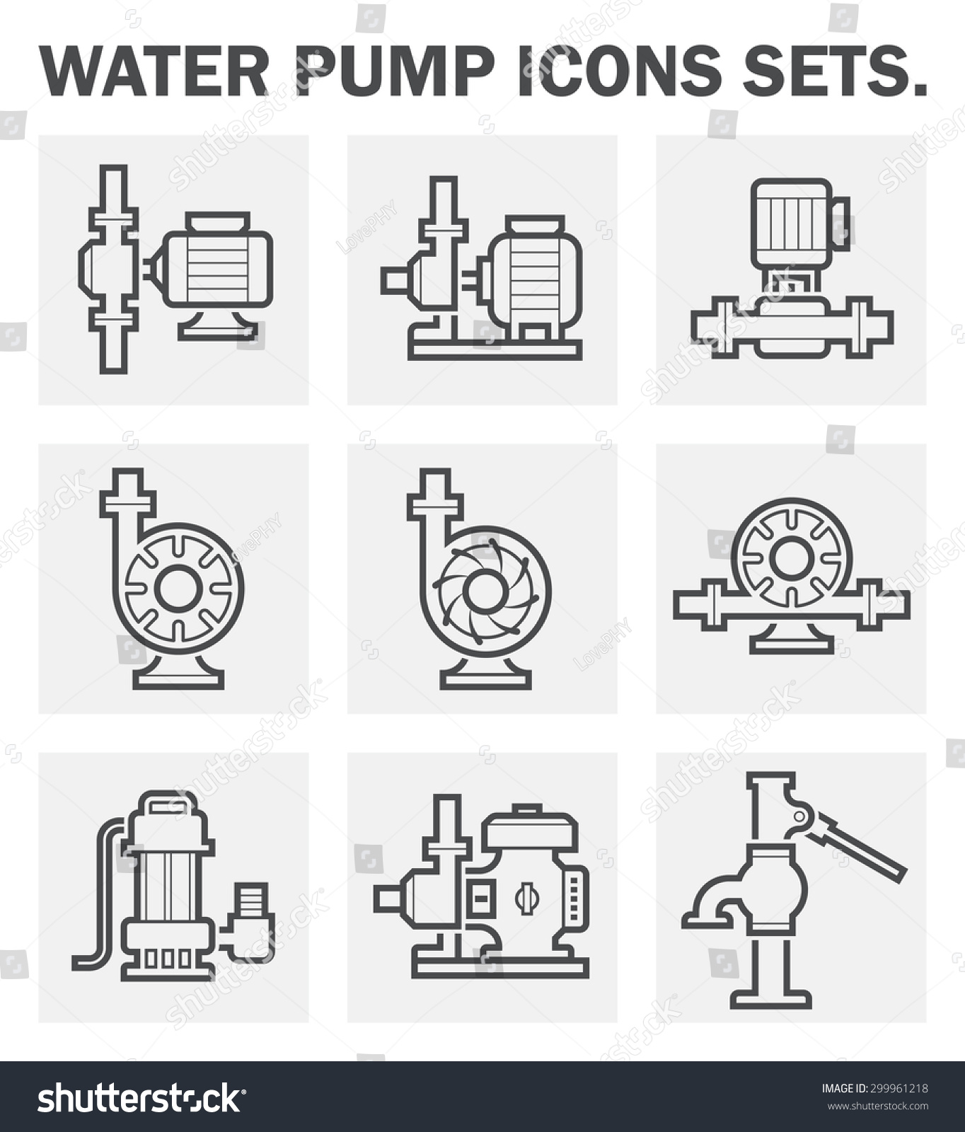 Water Pump Icons Sets. Stock Vector Illustration 299961218 : Shutterstock