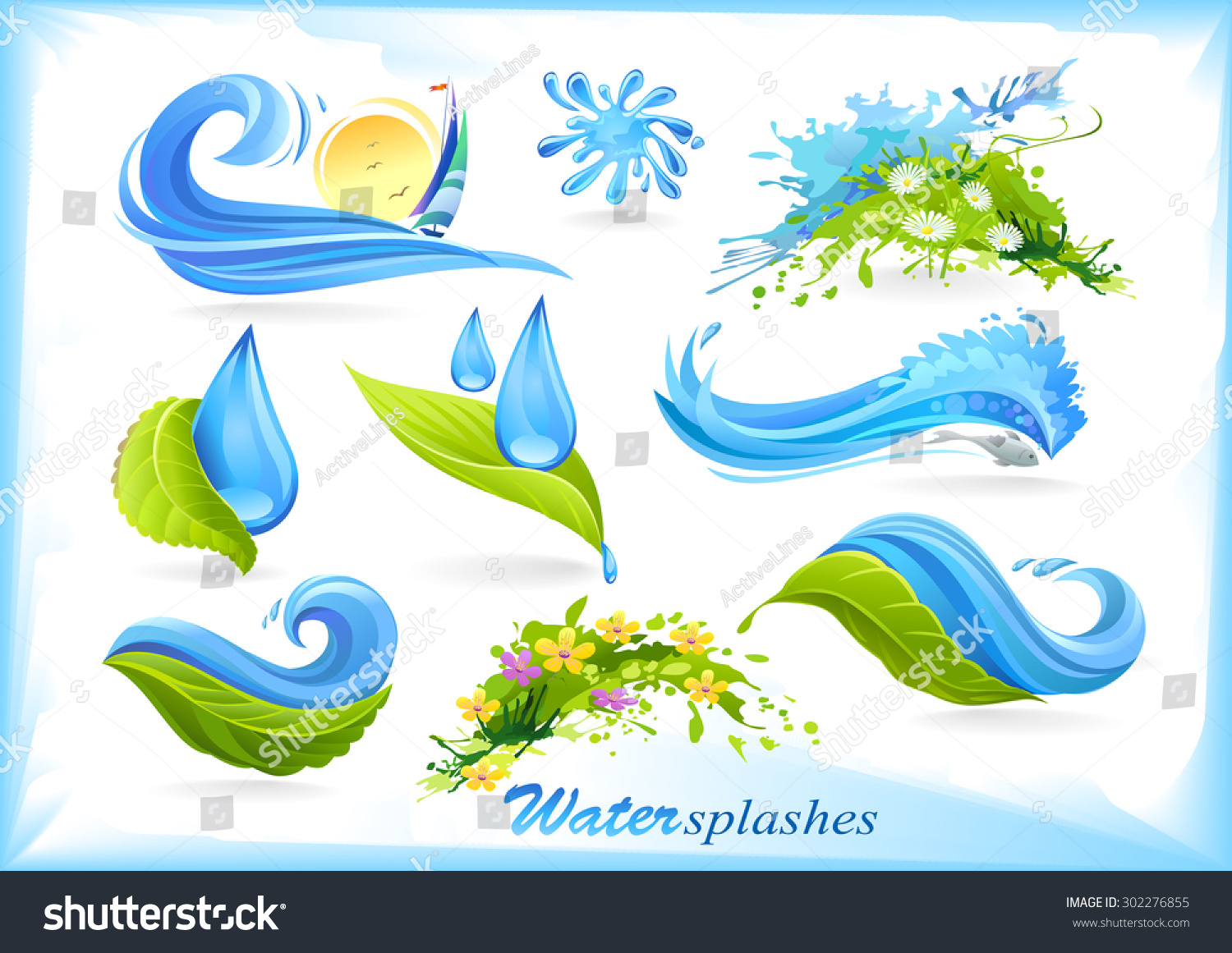 Water Splash Icons Stock Vector (Royalty Free) 302276855