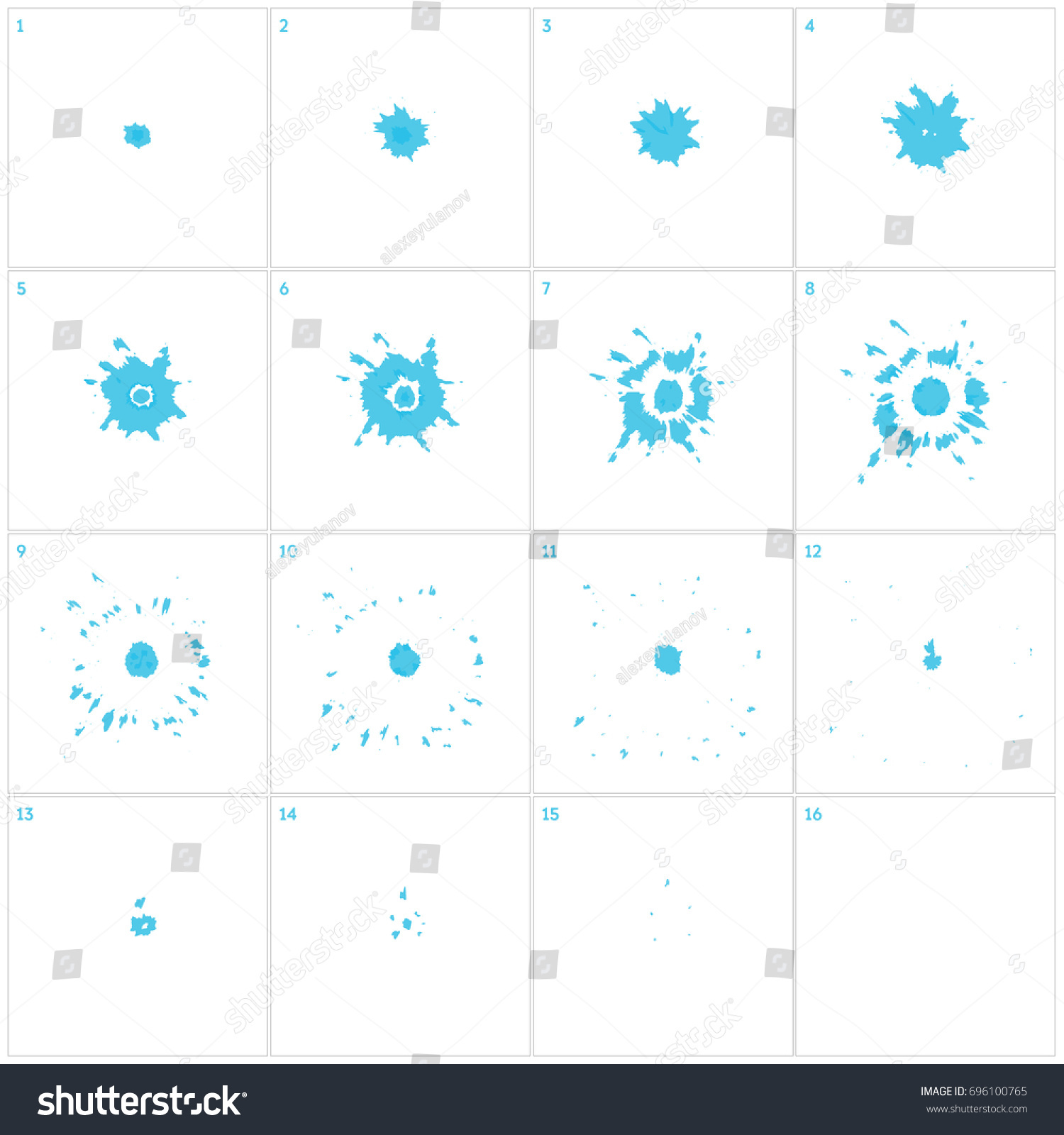Water Splash Sequence Animation Sprite Sheet: vector de stock (libre de ...