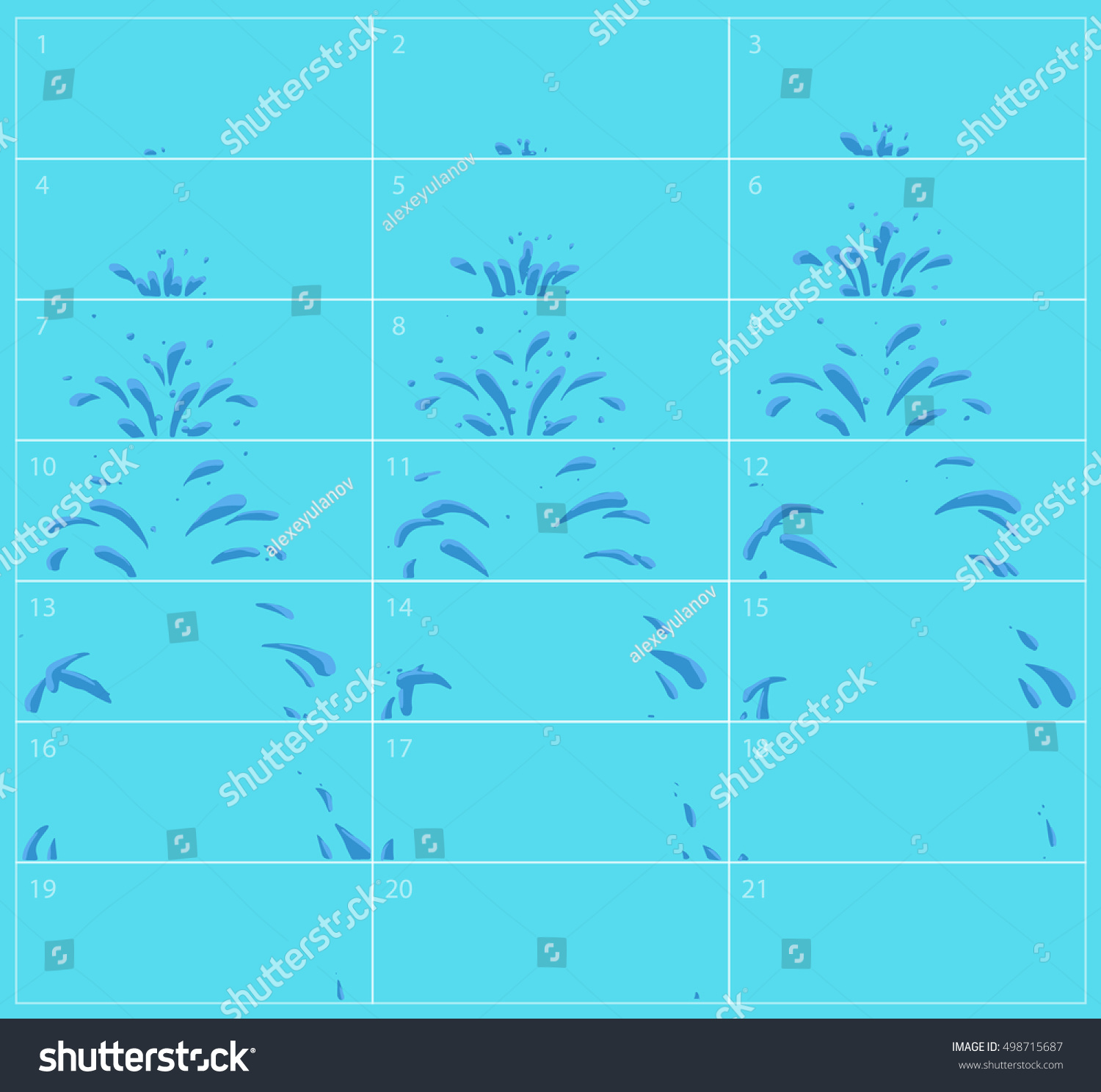 Water Splash Sequence Animation Sprite Sheet : image vectorielle de ...
