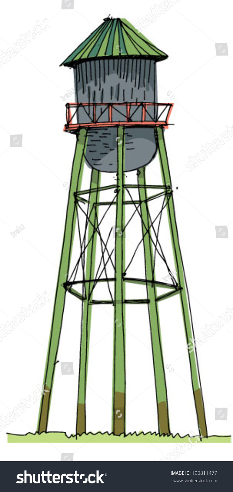 Water Tower _ Cartoon Stock Vector 190811477 - Shutterstock
