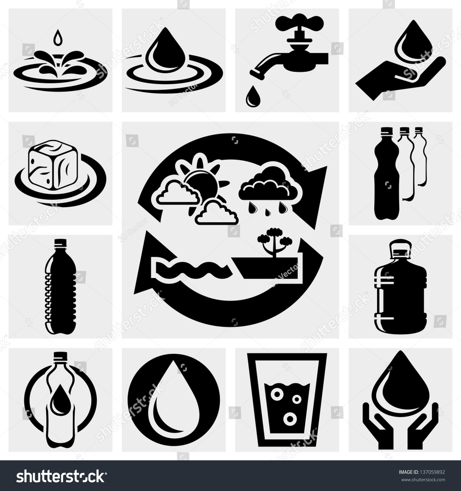 Water Vector Icons Set Stock Vector (Royalty Free) 137059892