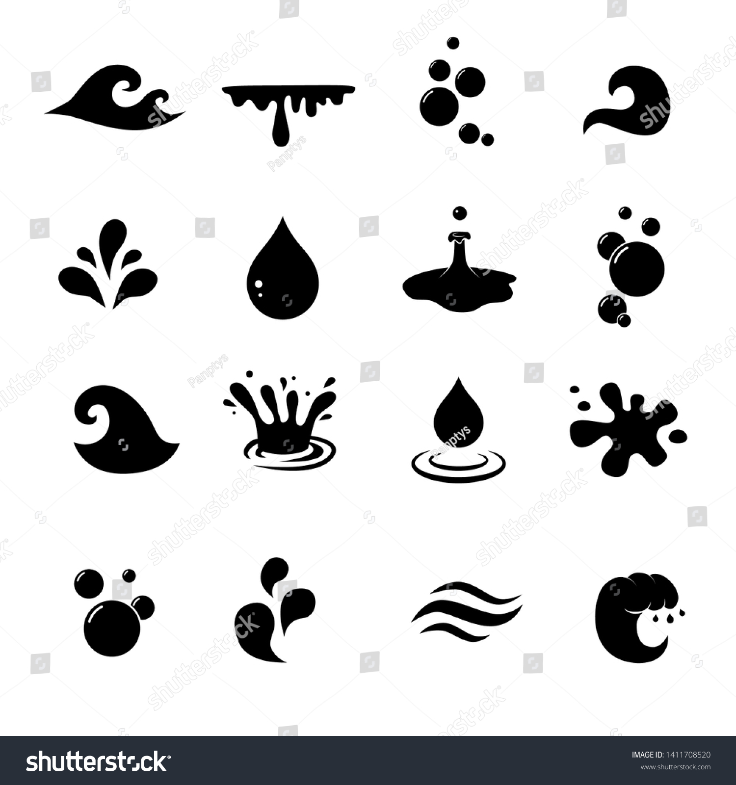 Water Wave Aqua Vector Icon Set Stock Vector (Royalty Free) 1411708520 ...