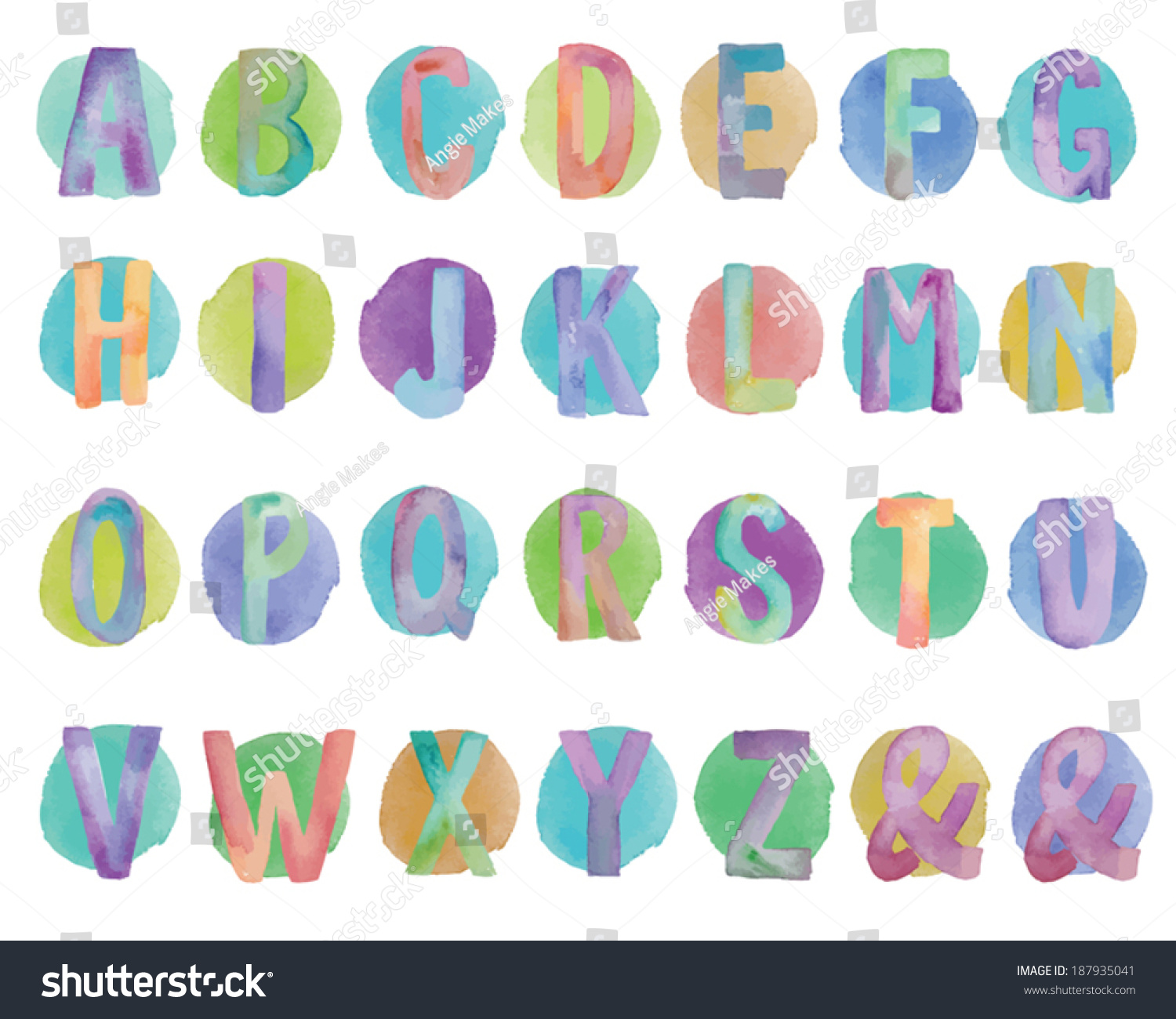 Watercolor Alphabet Letters Alphabet Vector Vector Stock Vector ...