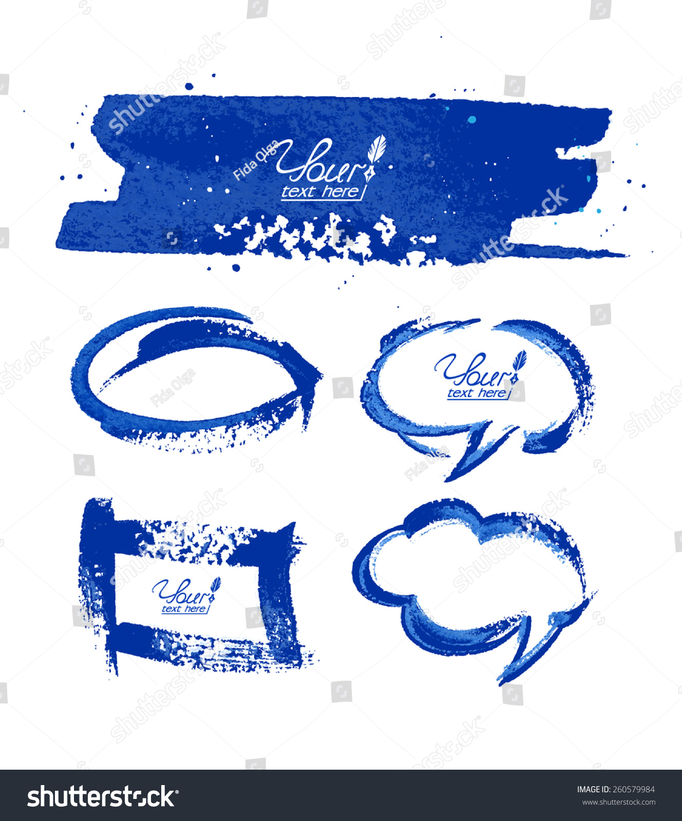Watercolor Blue Design Elements Spotsframes Clouds Stock Vector ...