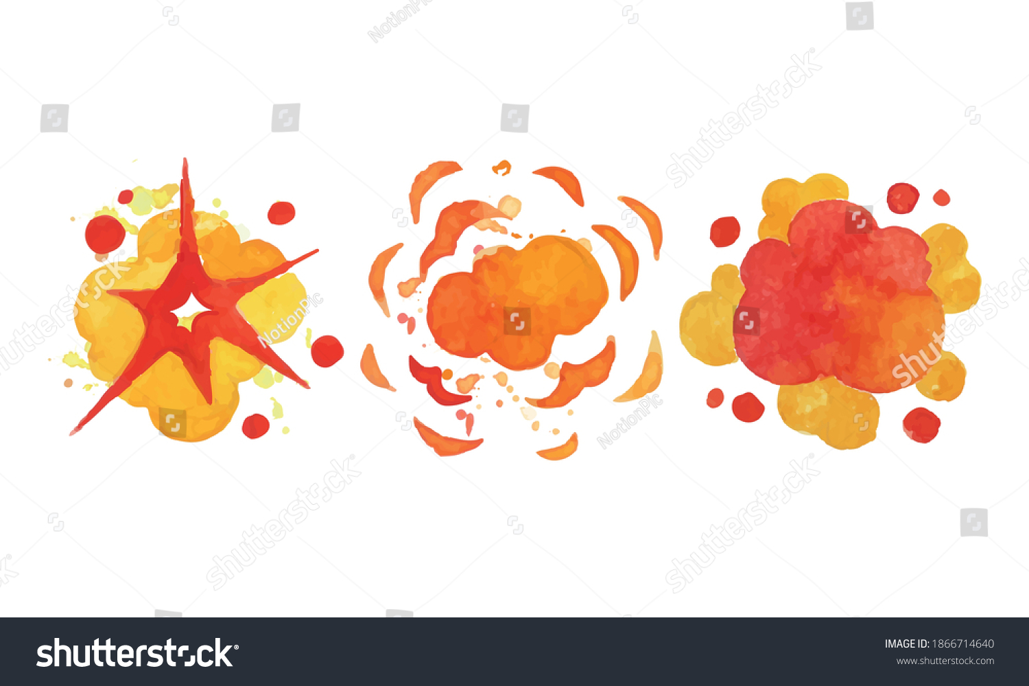 Watercolor Bomb Explosion Fire Cloud Effect Stock Vector (Royalty Free ...