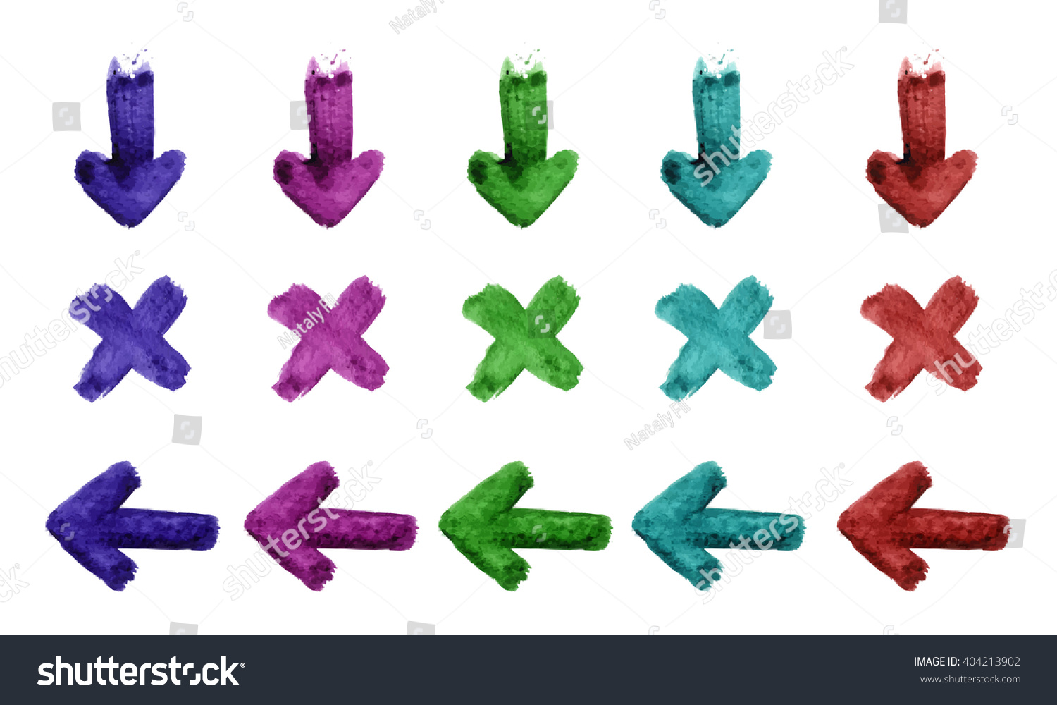 Watercolor Check Mark Arrow Direction Pointer Stock Vector (Royalty ...