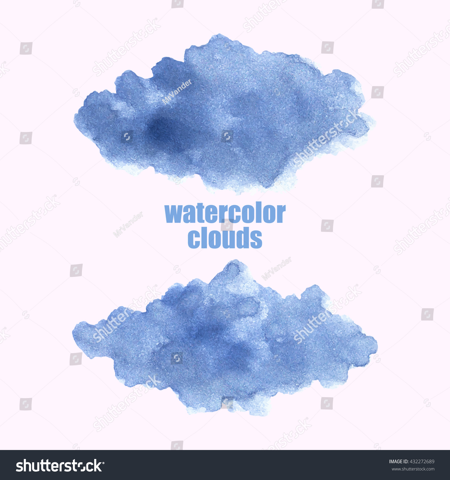 Watercolor Cloud Blue Clouds Isolated On Stock Vector (Royalty Free ...