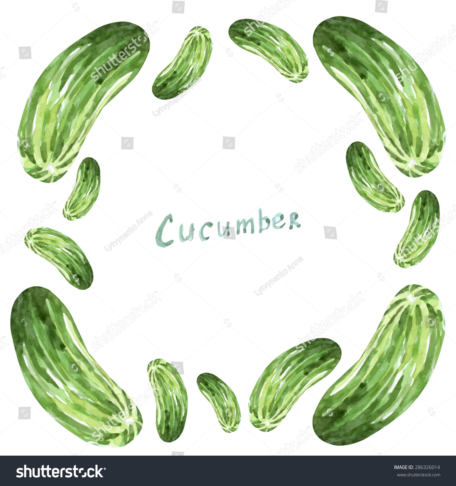 Watercolor Cucumber Frame Vector Stock Vector (Royalty Free) 286326014