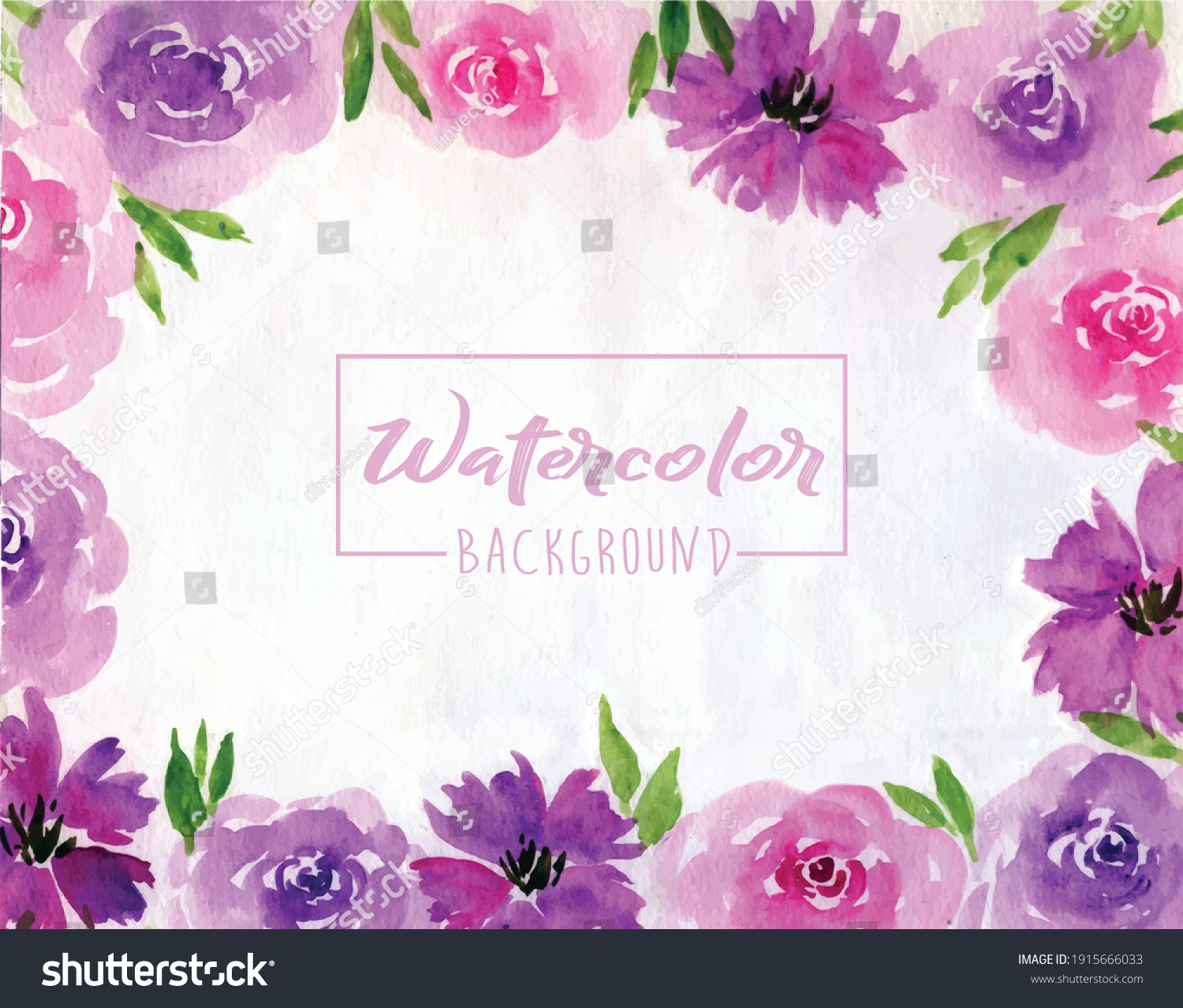 Watercolor Flower Vector Background Border Stock Vector (Royalty Free ...