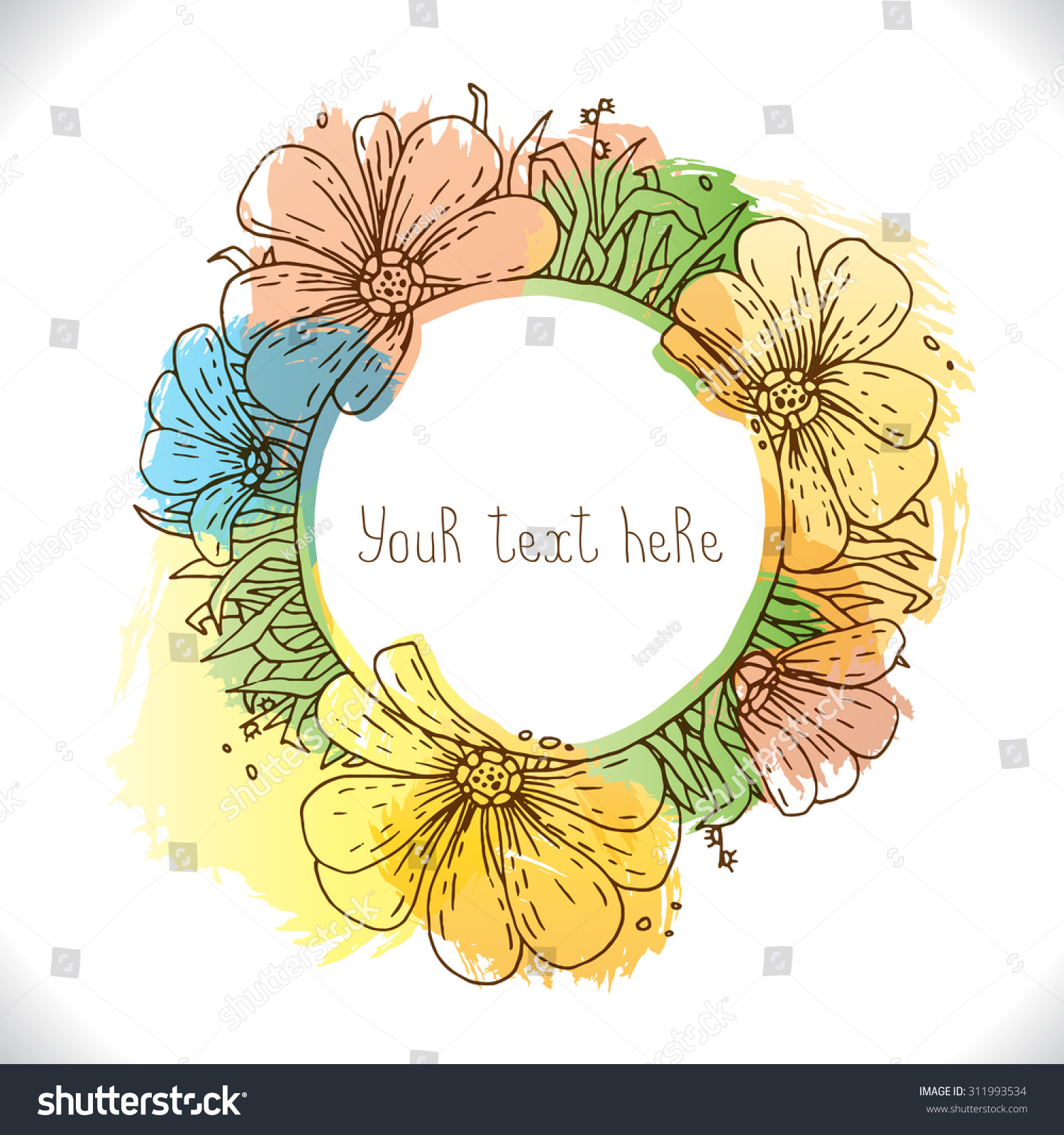 Watercolor Flower Vector Frame Stock Vector (Royalty Free) 311993534 ...