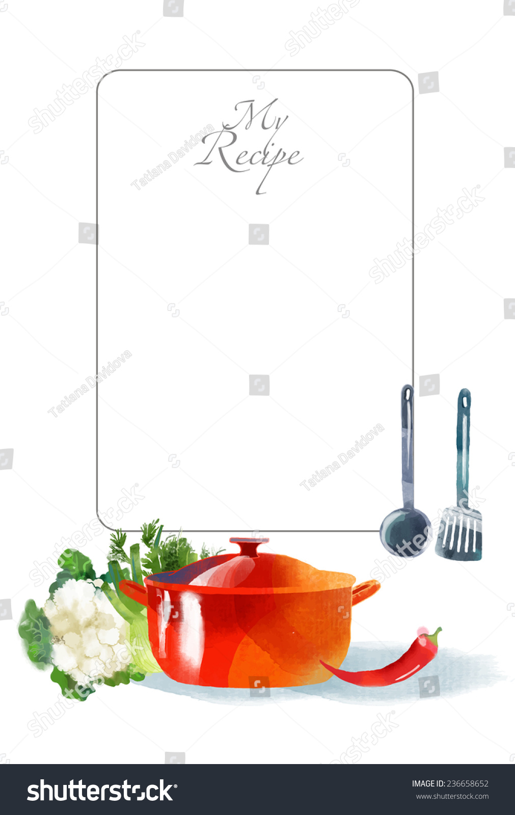 Watercolor Kitchen Vector Background Stock Vector (Royalty Free) 236658652