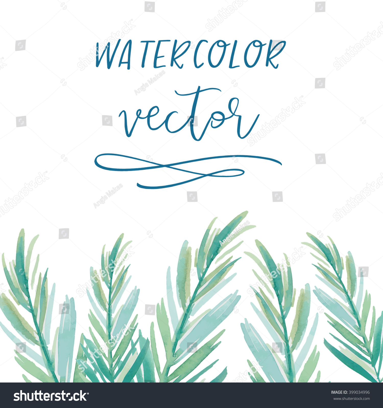Watercolor Palm Leaf Border Stock Vector 399034996 - Shutterstock