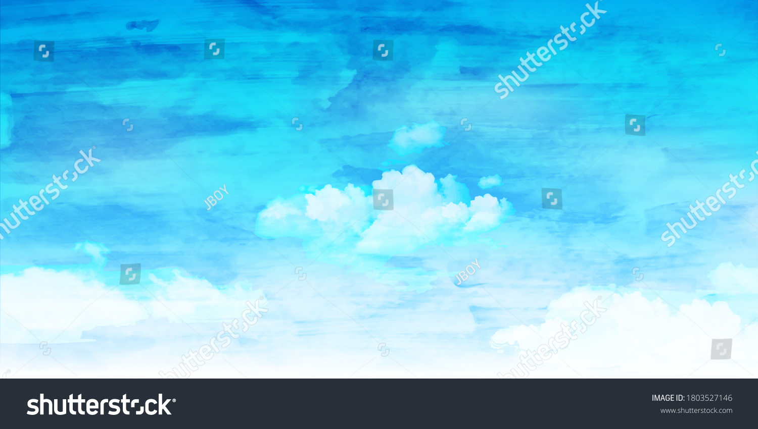 Watercolor Sky Landscape Cloud Background Stock Vector (Royalty Free ...