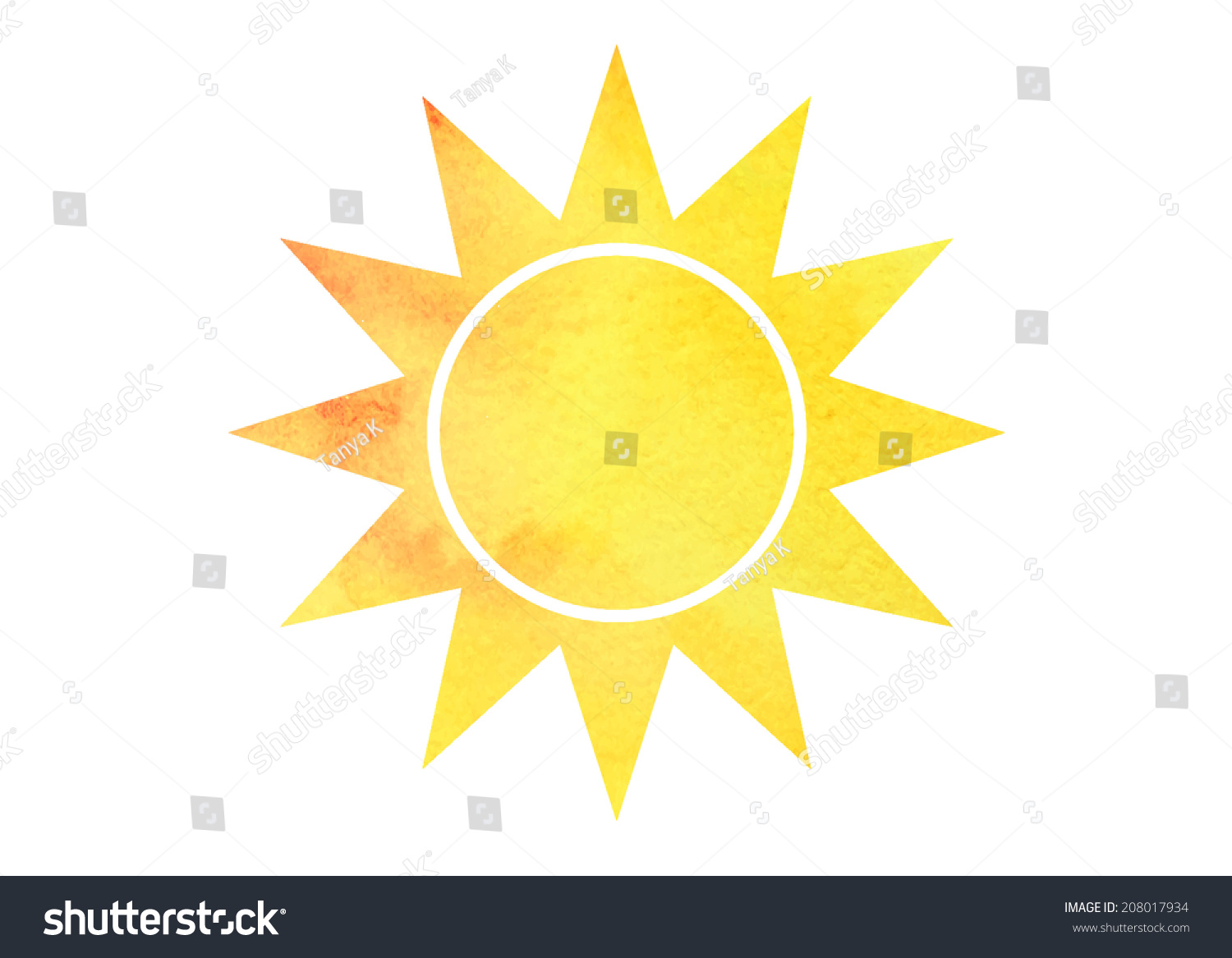 Watercolor Sun Stock Vector (Royalty Free) 208017934