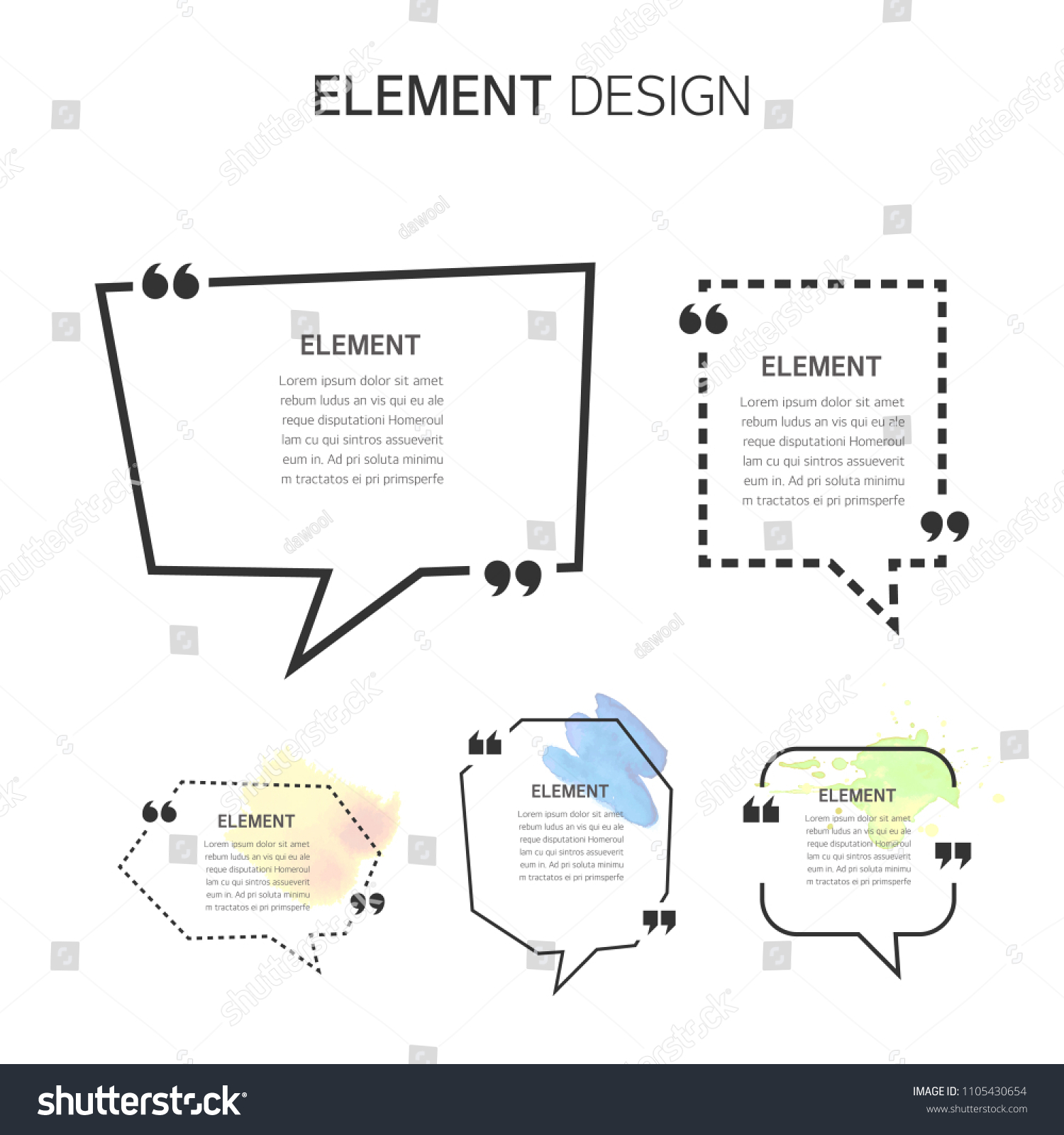 Watercolor Text Box Bubbles Empty Template Stock Vector (Royalty Free ...