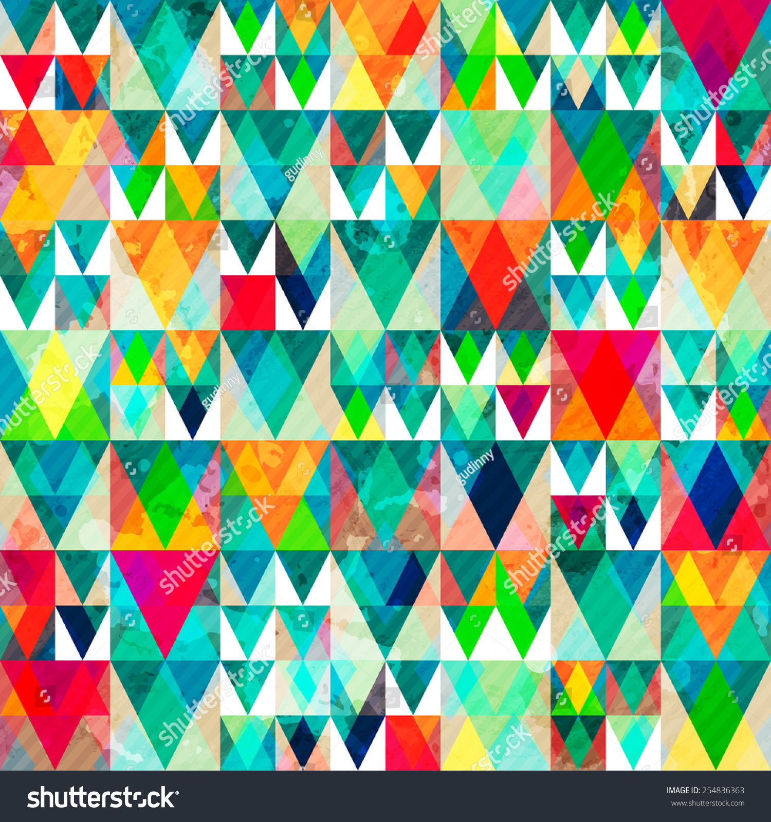 Watercolor Triangle Seamless Pattern Grunge Effect Stock Vector ...